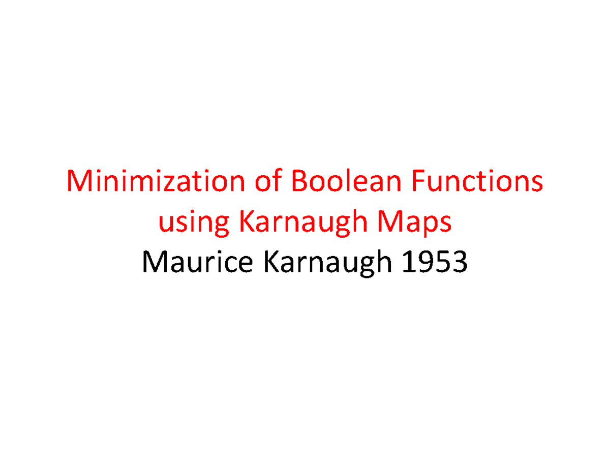 Minimization - COMPUTER fundamentals - Minimization of Boolean Functions using Karnaugh ...