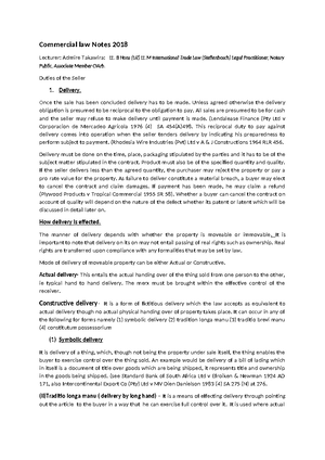Commercial law intro &contract of sale notes - Commercial Law Notes ...