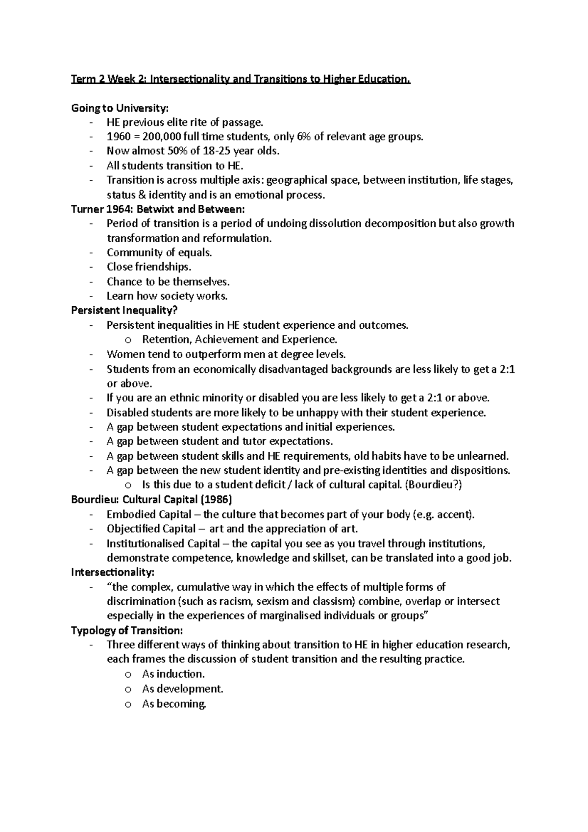 Term 2 Week 2- Intersectionality and Transitions to Higher Education ...