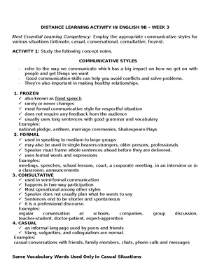 Conditionals - Handouts for Grade 8 - DISTANCE LEARNING ACTIVITY IN ENGLISH 9B – WEEK 2 Most ...