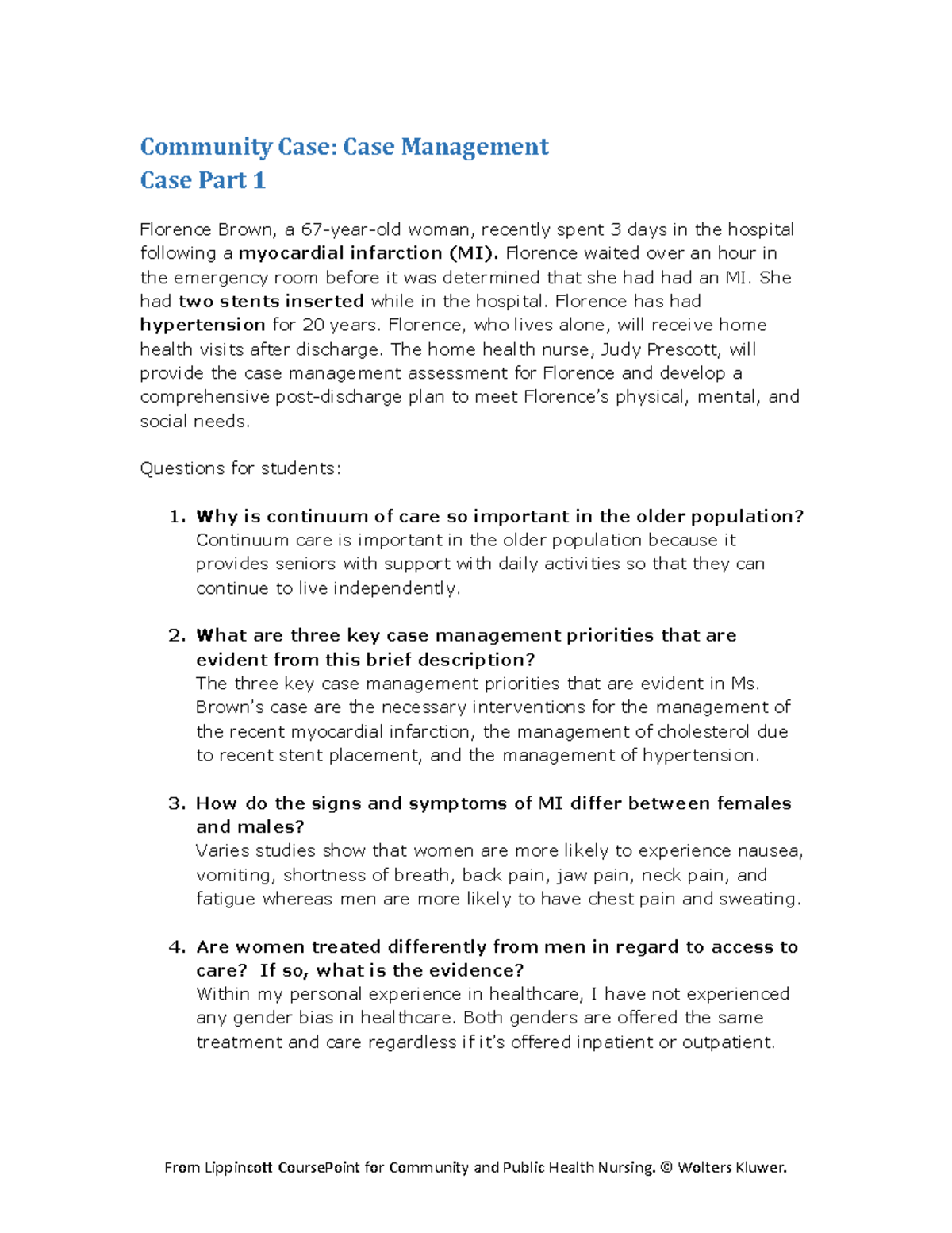 Community Case Mgmt Case - Community Case: Case Management Case Part 1 ...