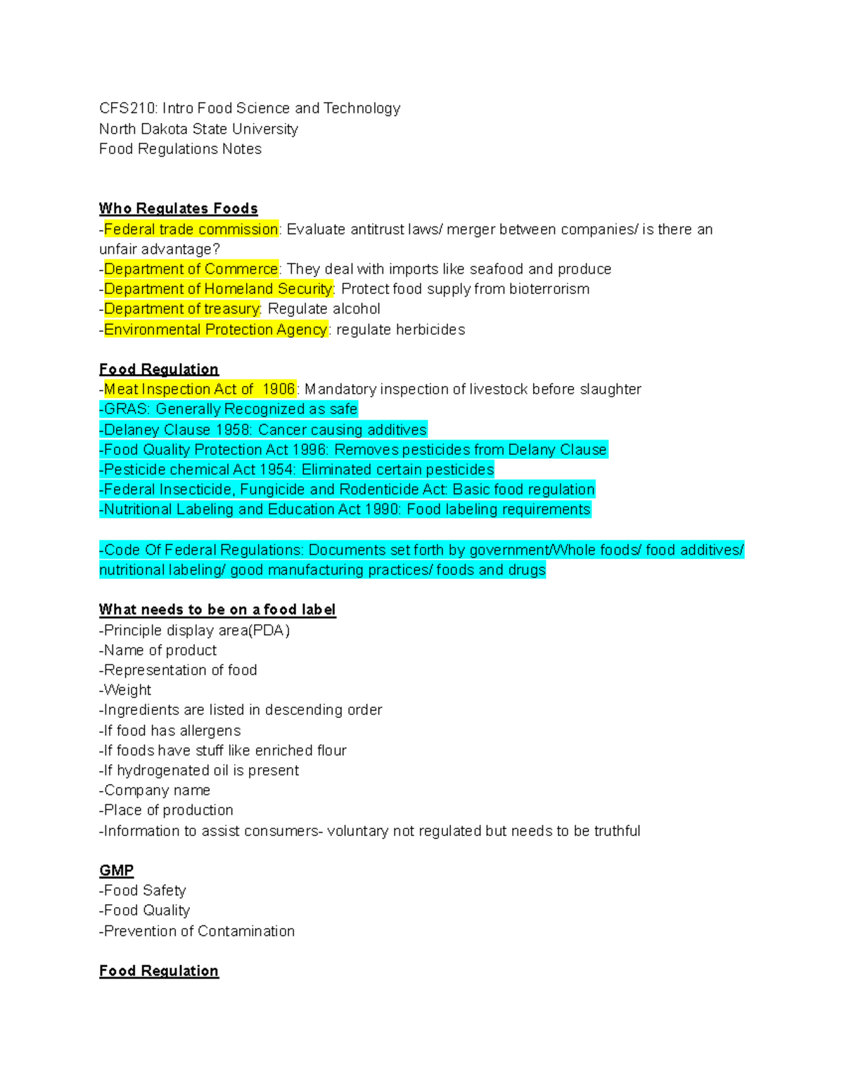 Food Regulations - The laws on food and safety of food - CFS210: Intro ...