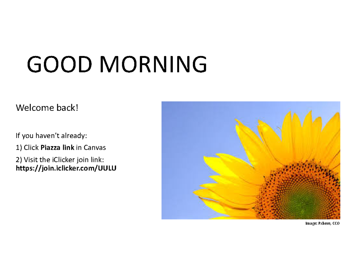 211 Week1 Thursday - Chem 211 First lecture slides - GOOD MORNING ...