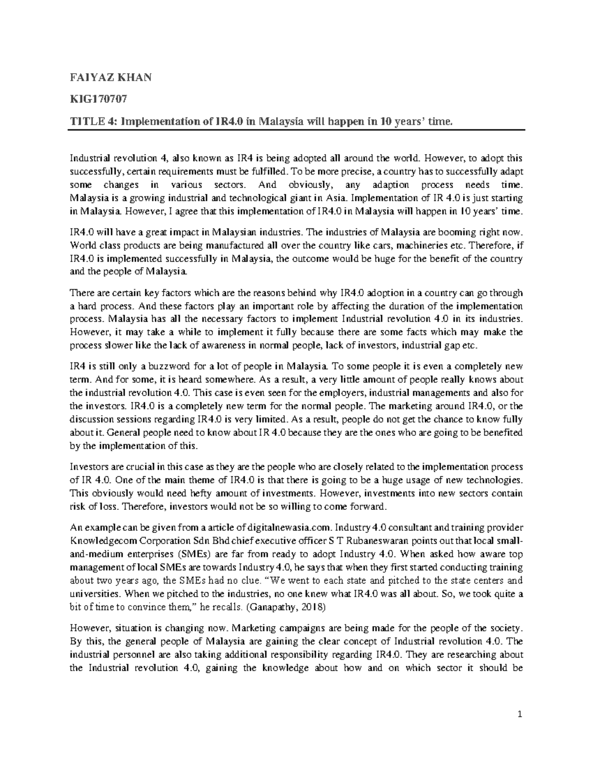 Implementation of IR4.0 - Industrial revolution 4, also known as IR4 is ...