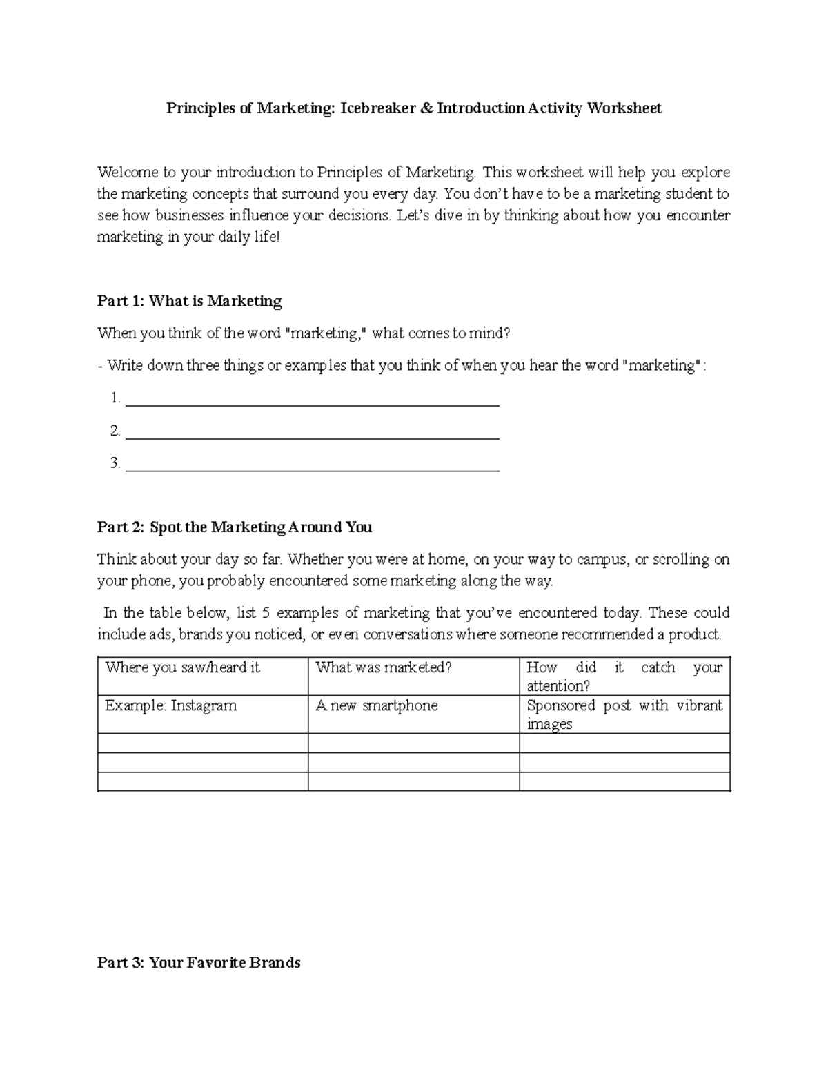 Class Tutorial 01 2 - good for revision - Principles of Marketing ...