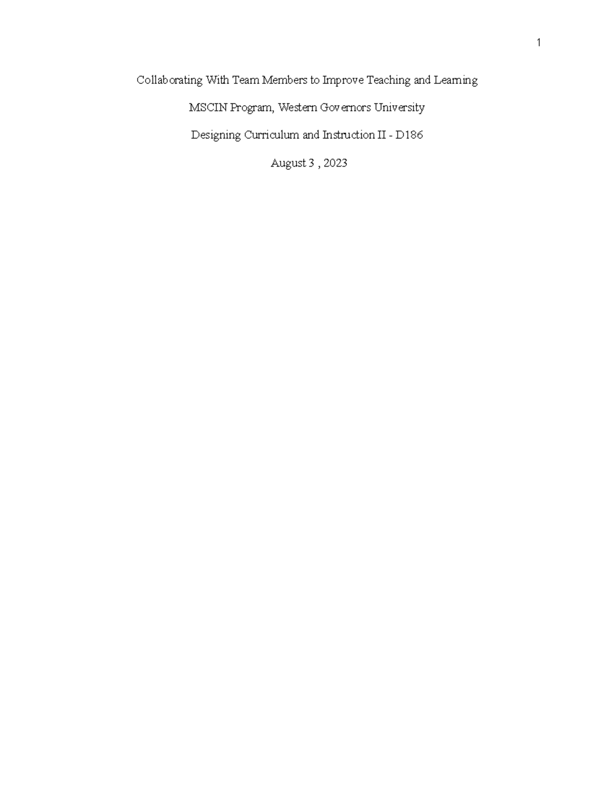 Collaborating With Team Members to Improve Teaching and Learning ...