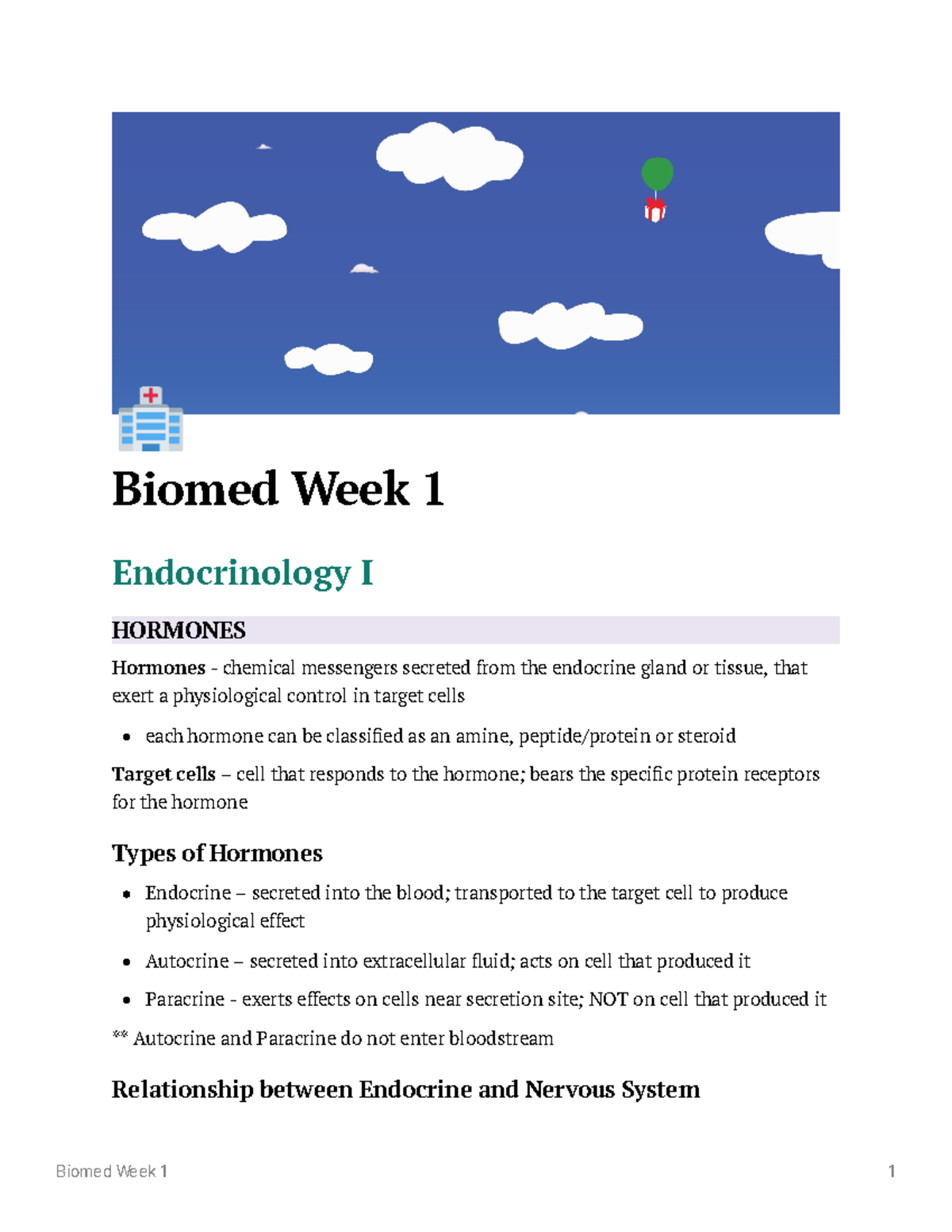 Biomedical Physiology Textbook Notes - WEEK 1 (Endocrinology I) - 🏥 ...