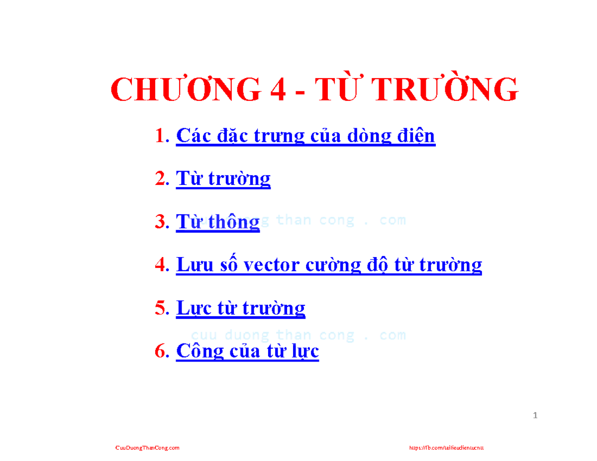 Vat-ly-2 tran-thi-ngoc-dung 4 tu-truong - [cuuduongthancong - 1 CH ƯƠ NG 4 - T Ừ TR ƯỜ NG 1. Các ...