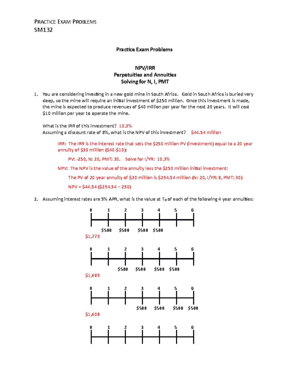 Practice Exam Problems: Perpetuities and Annuities - Studocu