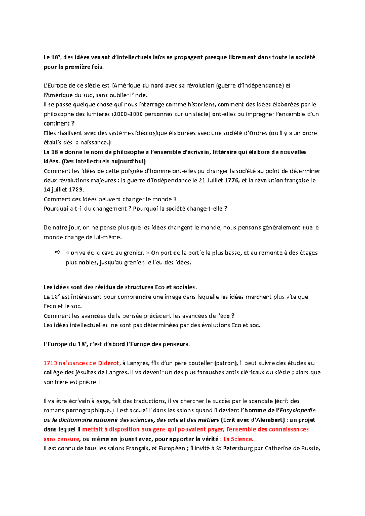 HMO - Les Lumières - Cours intégral rédigé - Warning: TT: undefined function: 32 Le 18e, des ...