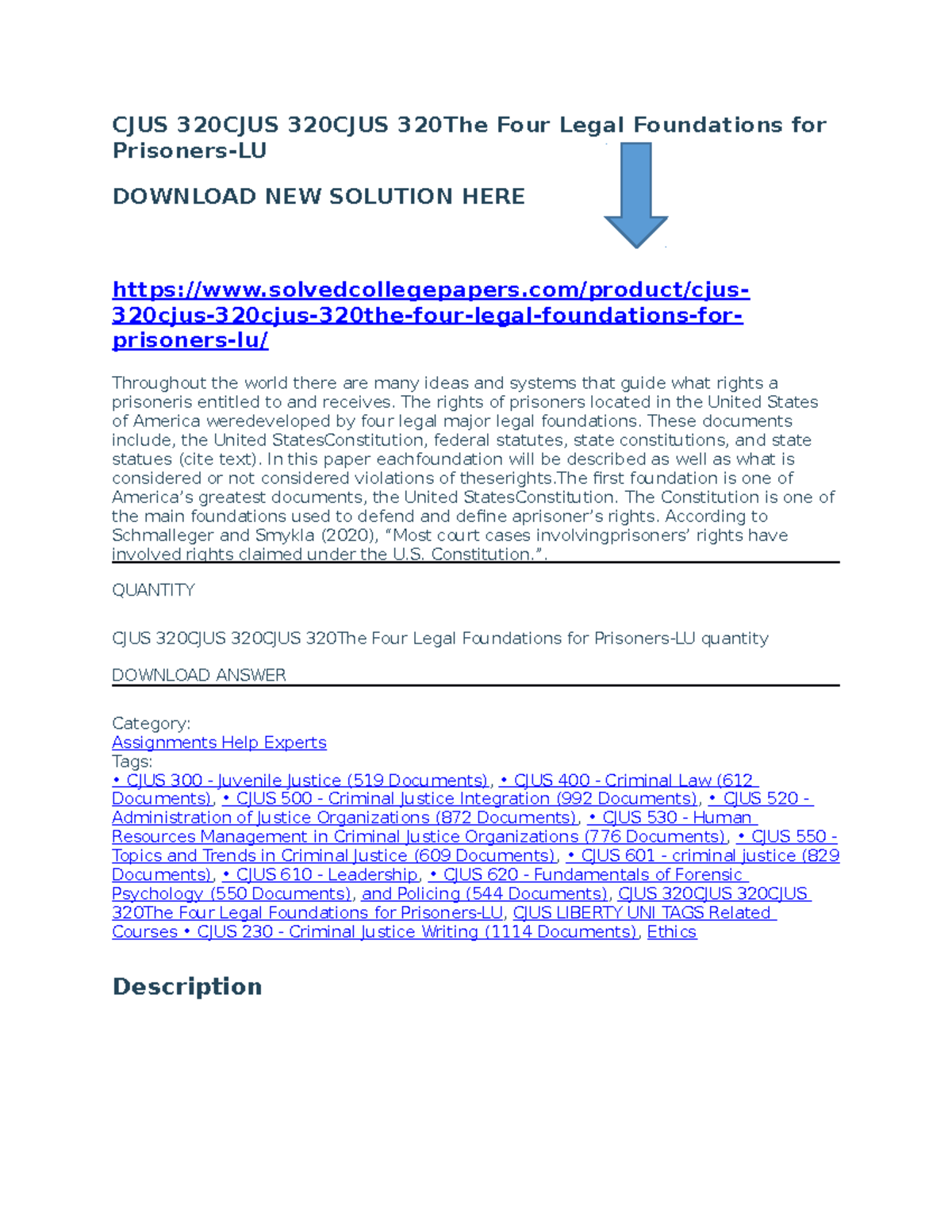 CJUS 320CJUS 320CJUS 320The Four Legal Foundations for Prisoners - CJUS ...