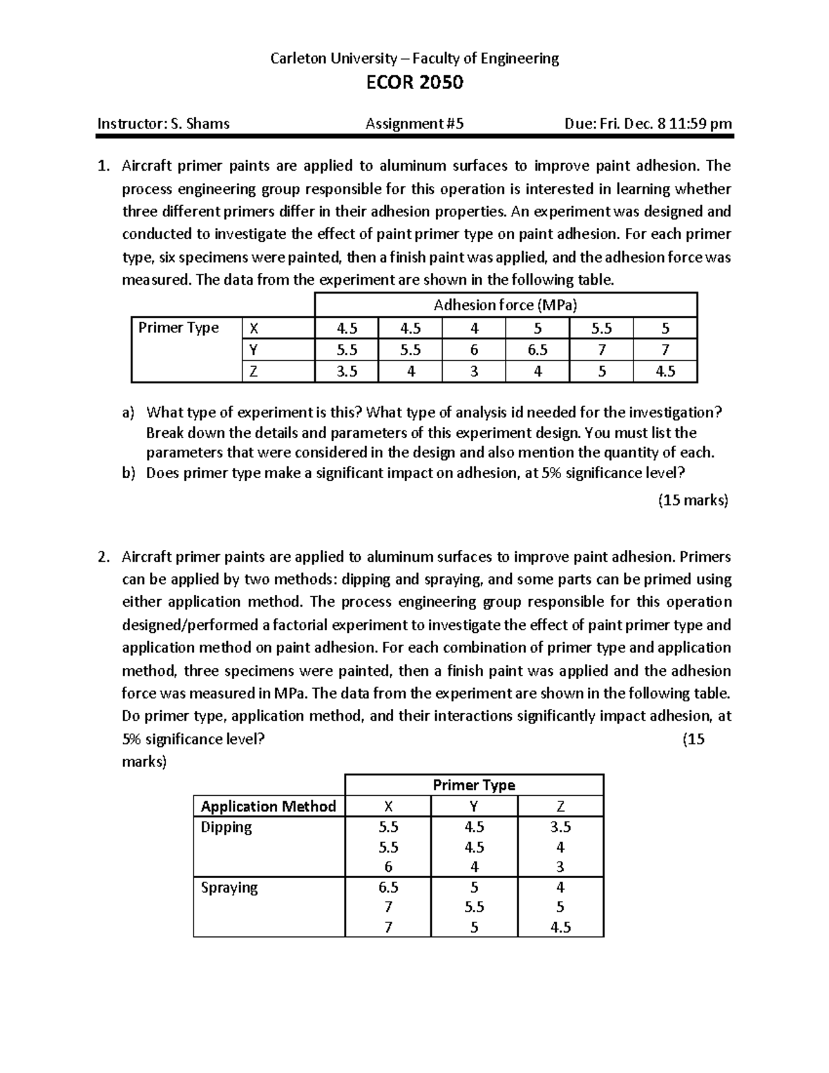 F23 - ECOR2050 - Assignment 5 - Carleton University – Faculty of Engineering ECOR 2050 ...