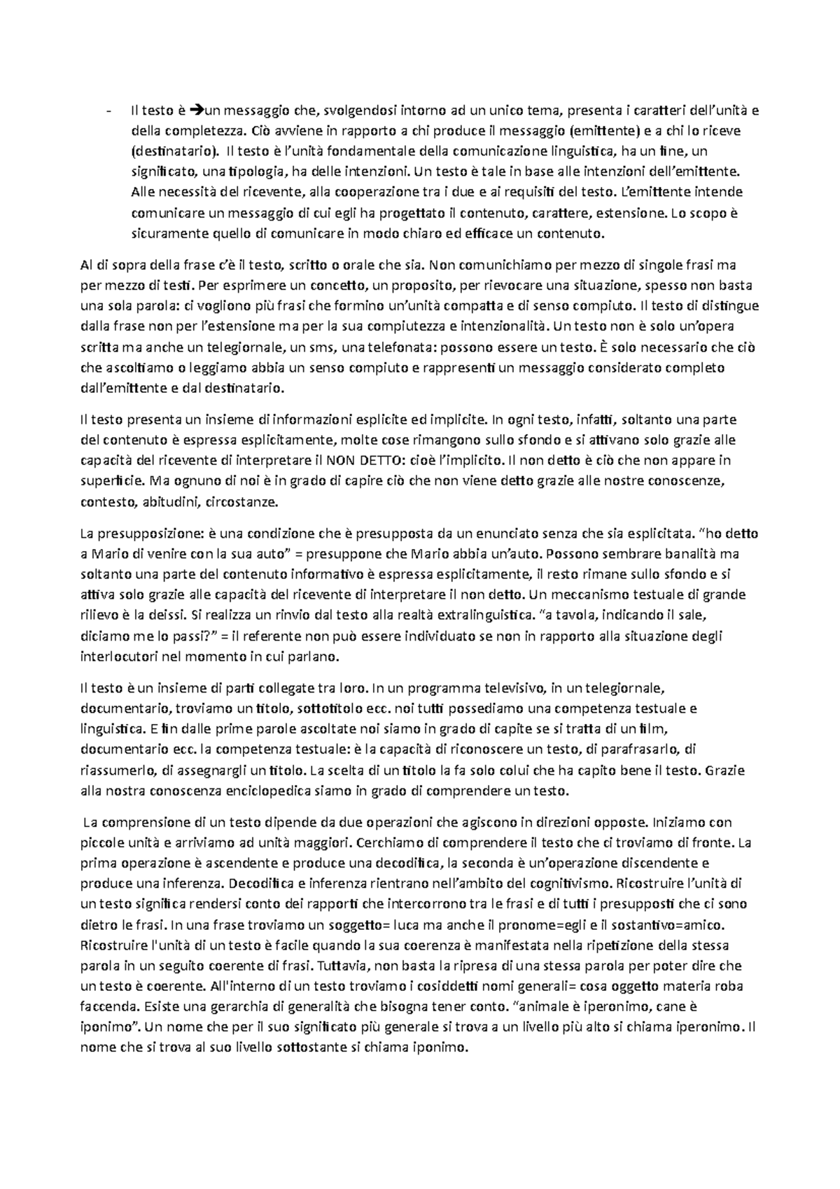 Il testo - Ciò avviene in rapporto a chi produce il messaggio ...