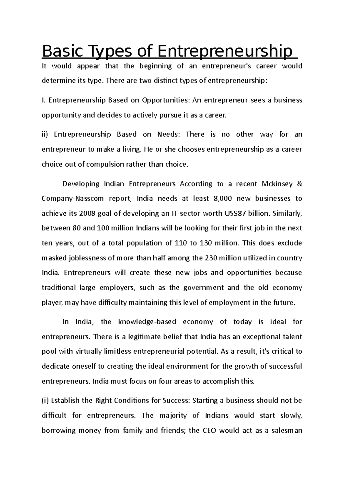 Basic Types of Entrepreneurship - There are two distinct types of ...