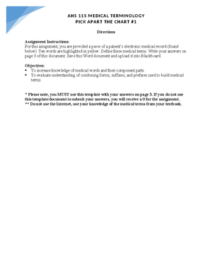 Pick Apart the Chart #2 - assignment - AHS 115 MEDICAL TERMINOLOGY PICK ...
