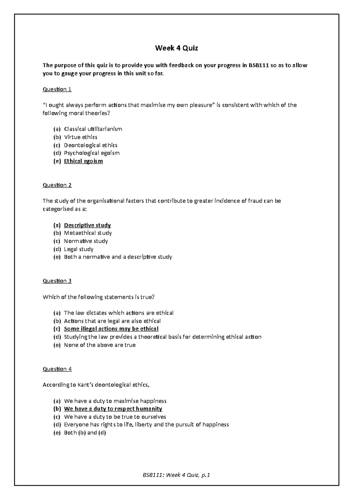 Wk4 Quiz Sem 1 2018 solutions - Week 4 Quiz The purpose of this quiz is ...