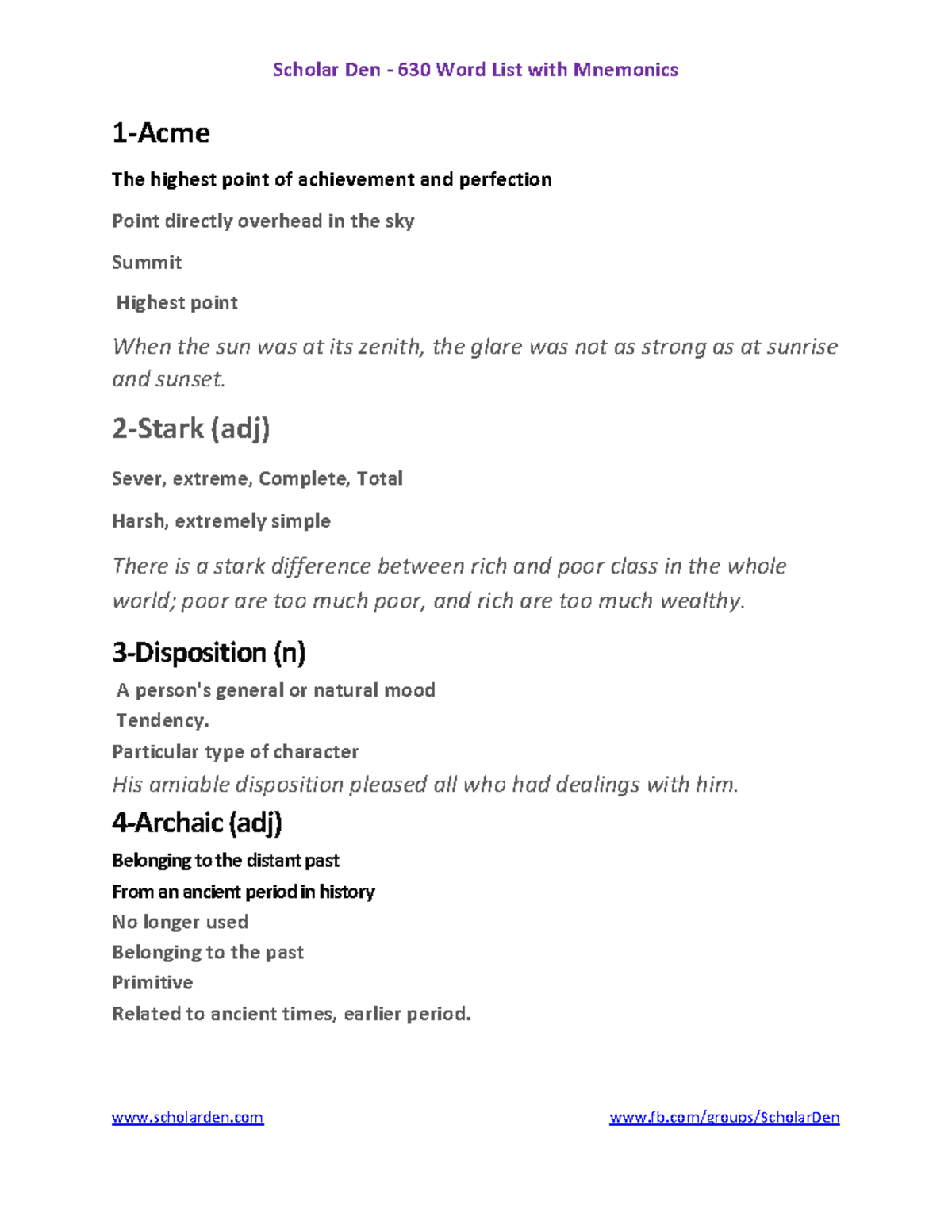 Scholarden Vocabulary for GRE and TOEFL - 1-Acme The highest point of ...