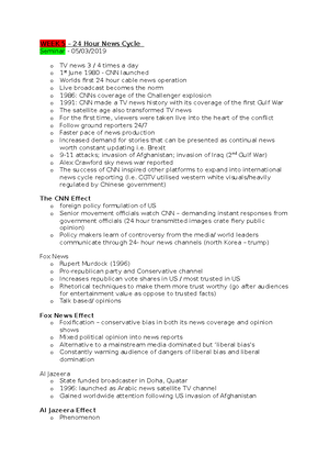 Intro to Journalism - Lecture notes 1-10 - Intro to Journalism What is ...