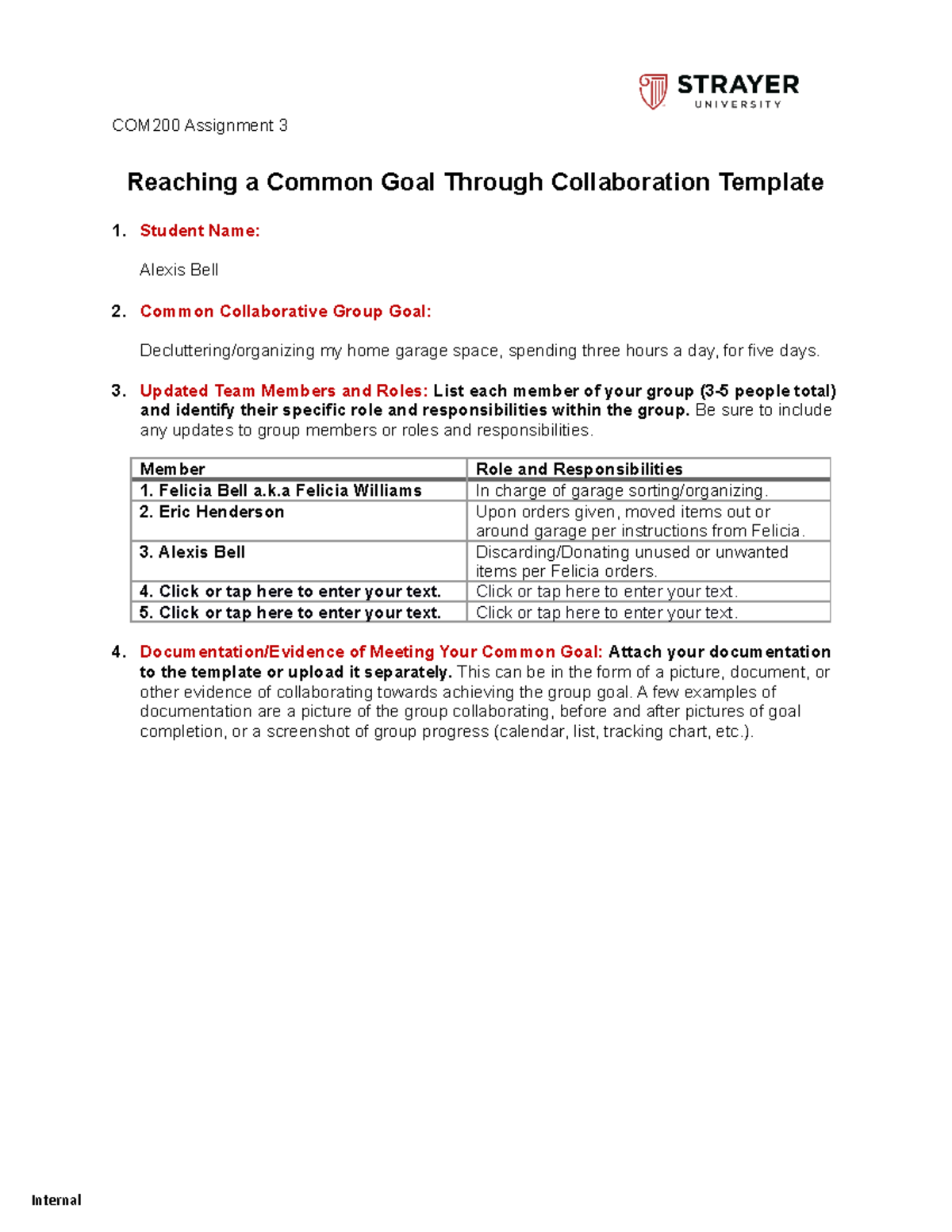 Cf Common Goal Template - COM200 Assignment 3 Reaching a Common Goal ...
