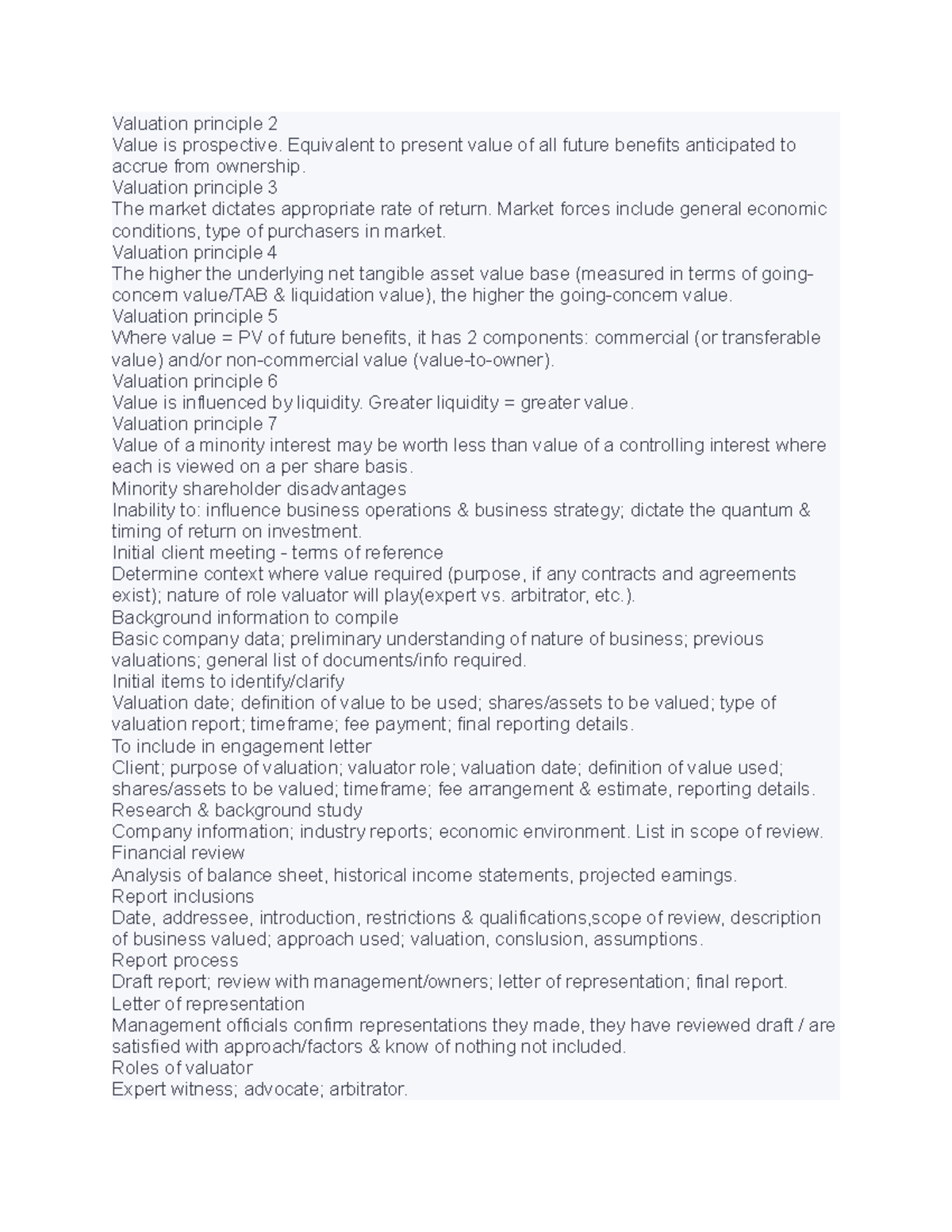 Principles 1 valuation tech - Valuation principle 2 Value is ...