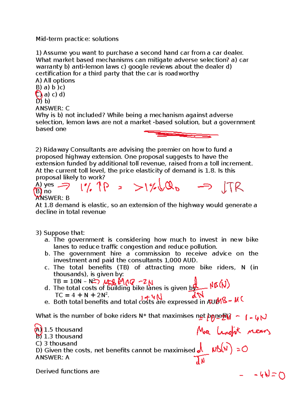 Mid-term practice solutions - Mid-term practice: solutions Assume you ...