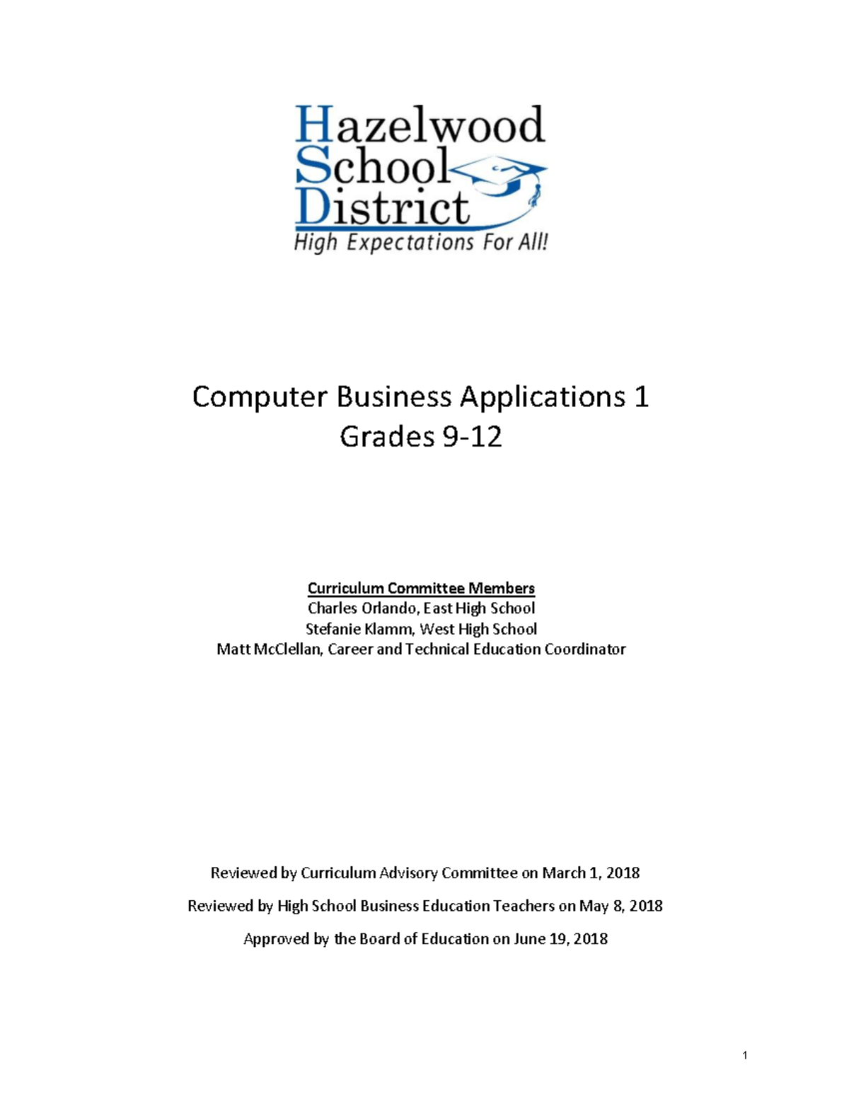 Computer Business Applications 1 - Overview - Computer Business Applications 1 Grades 9 ...