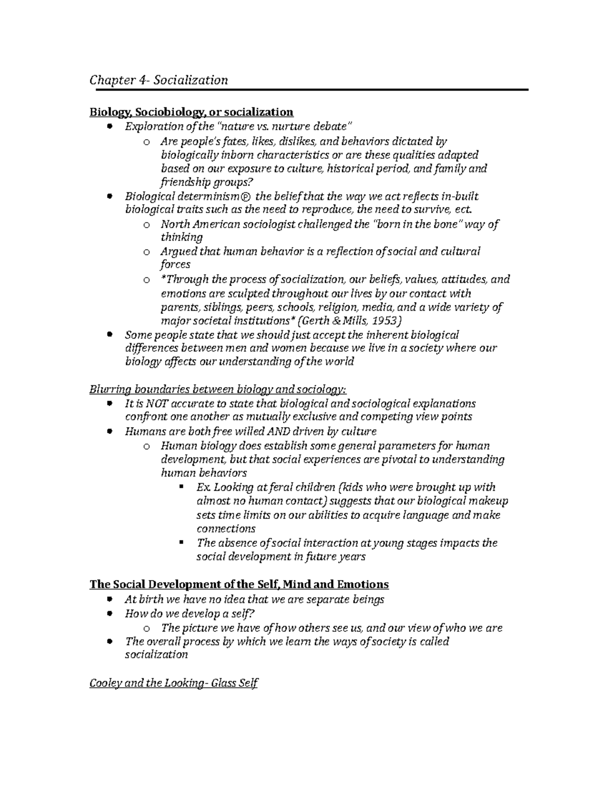 SY101 chapter 4- Socialization - Chapter 4- Socialization Biology ...