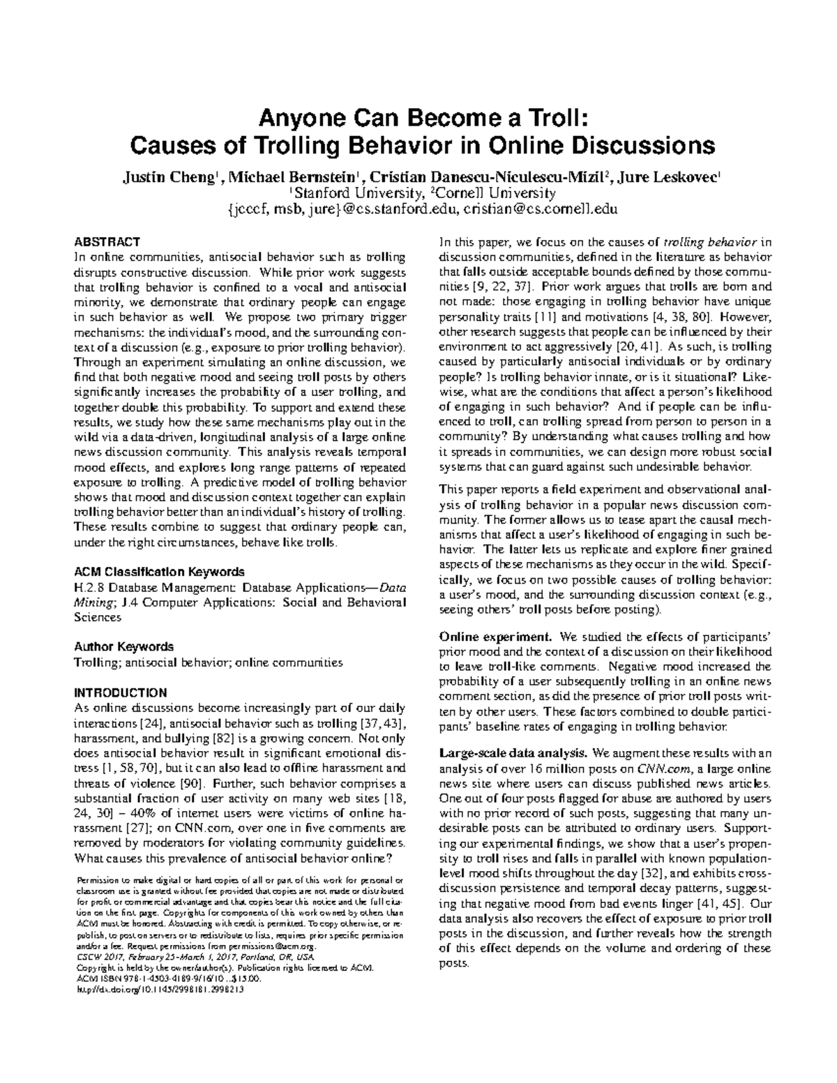 Trolling-cscw17 - trolling is trolling - Anyone Can Become a Troll ...