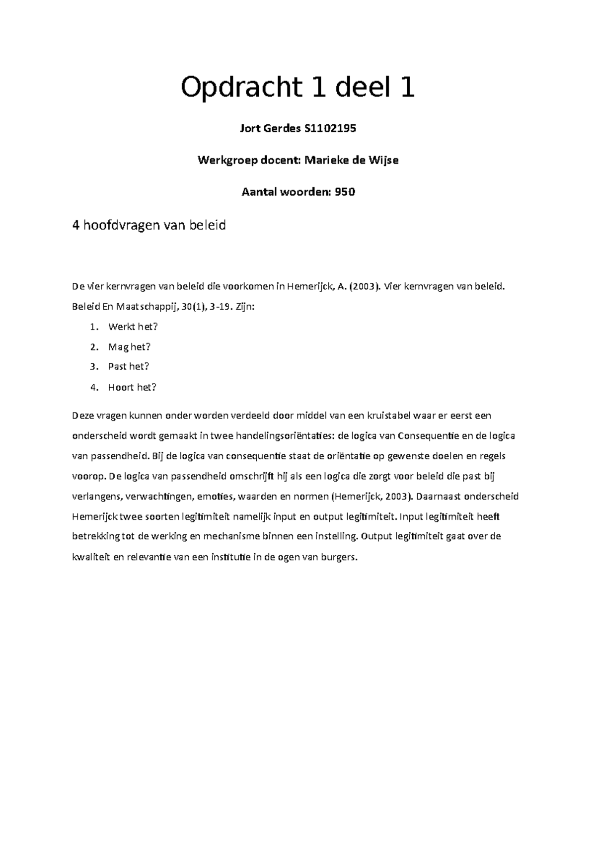 BIS opdr1 1 Gerdes wg4 - Opdracht 1 deel 1 Jort Gerdes S Werkgroep ...