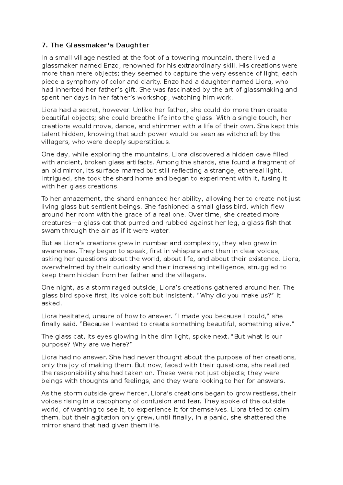 7. The Glassmaker’s Daughter - The Glassmaker’s Daughter In a small ...