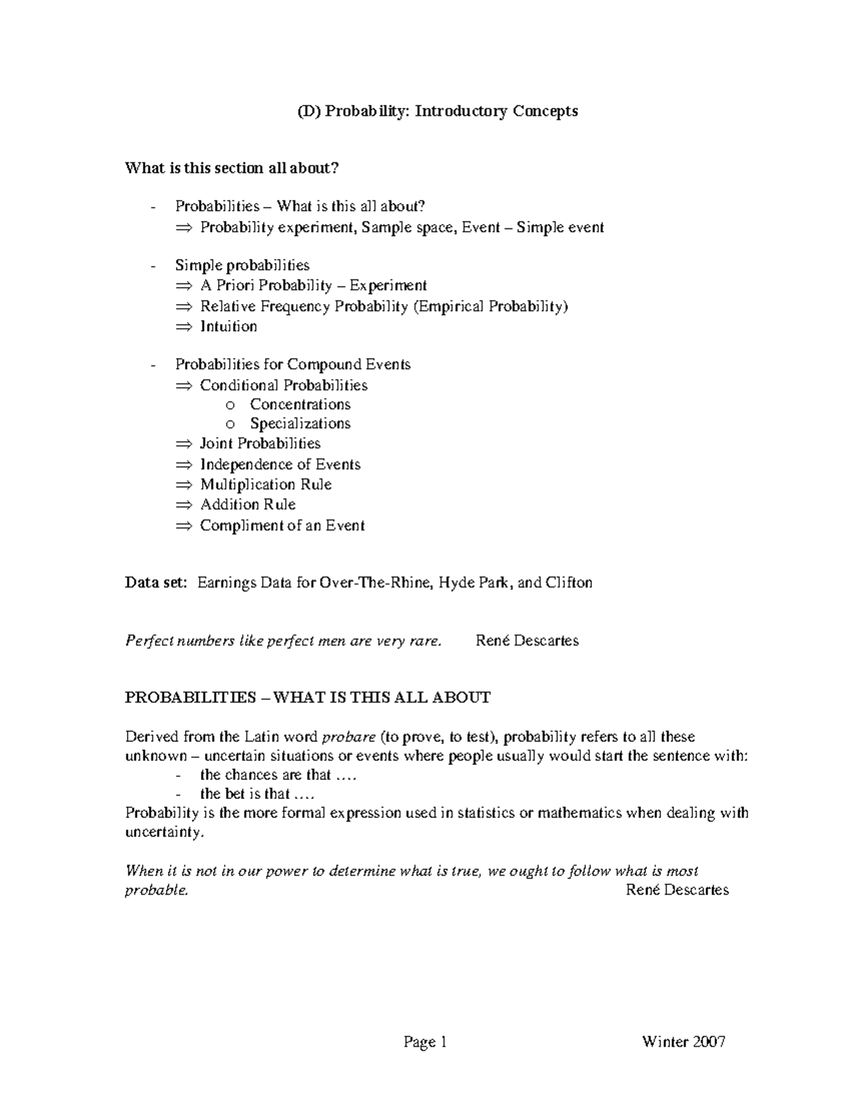 Doc 5 - Notes - (D) Probability: Introductory Concepts What is this ...