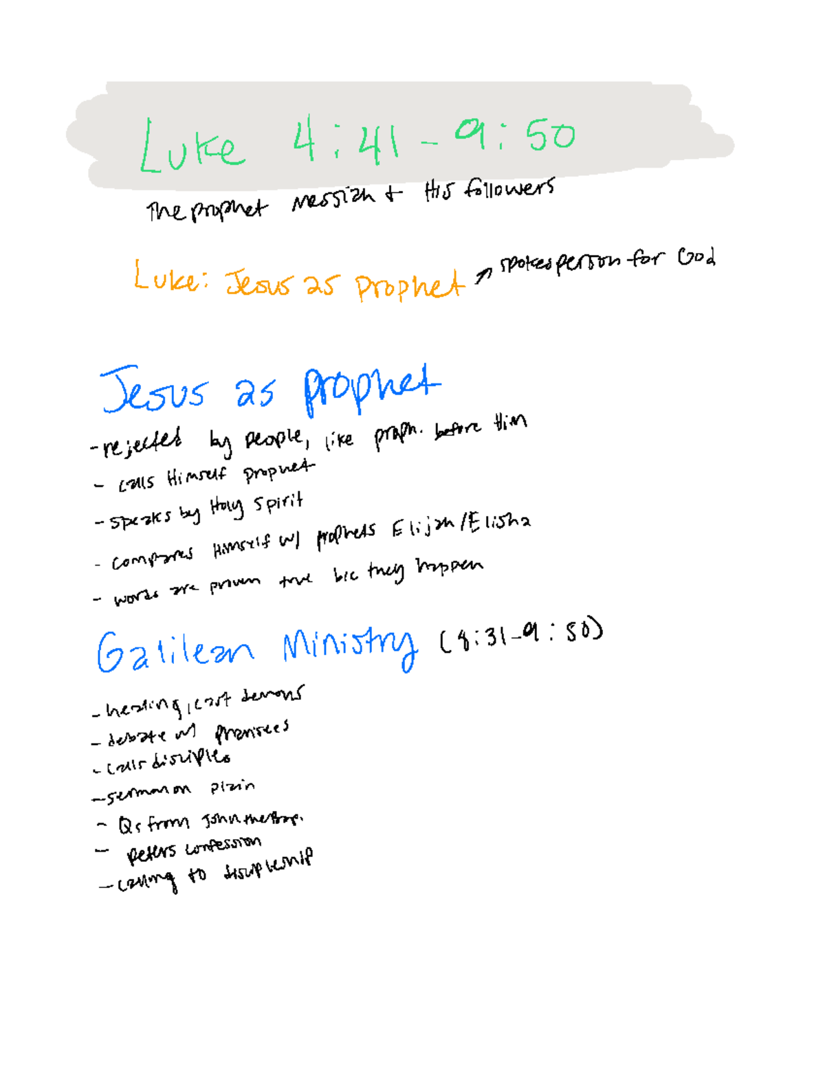 Luke 4-9 class notes - Luke 4 9 Theprophet Messiah t His followers Luke ...