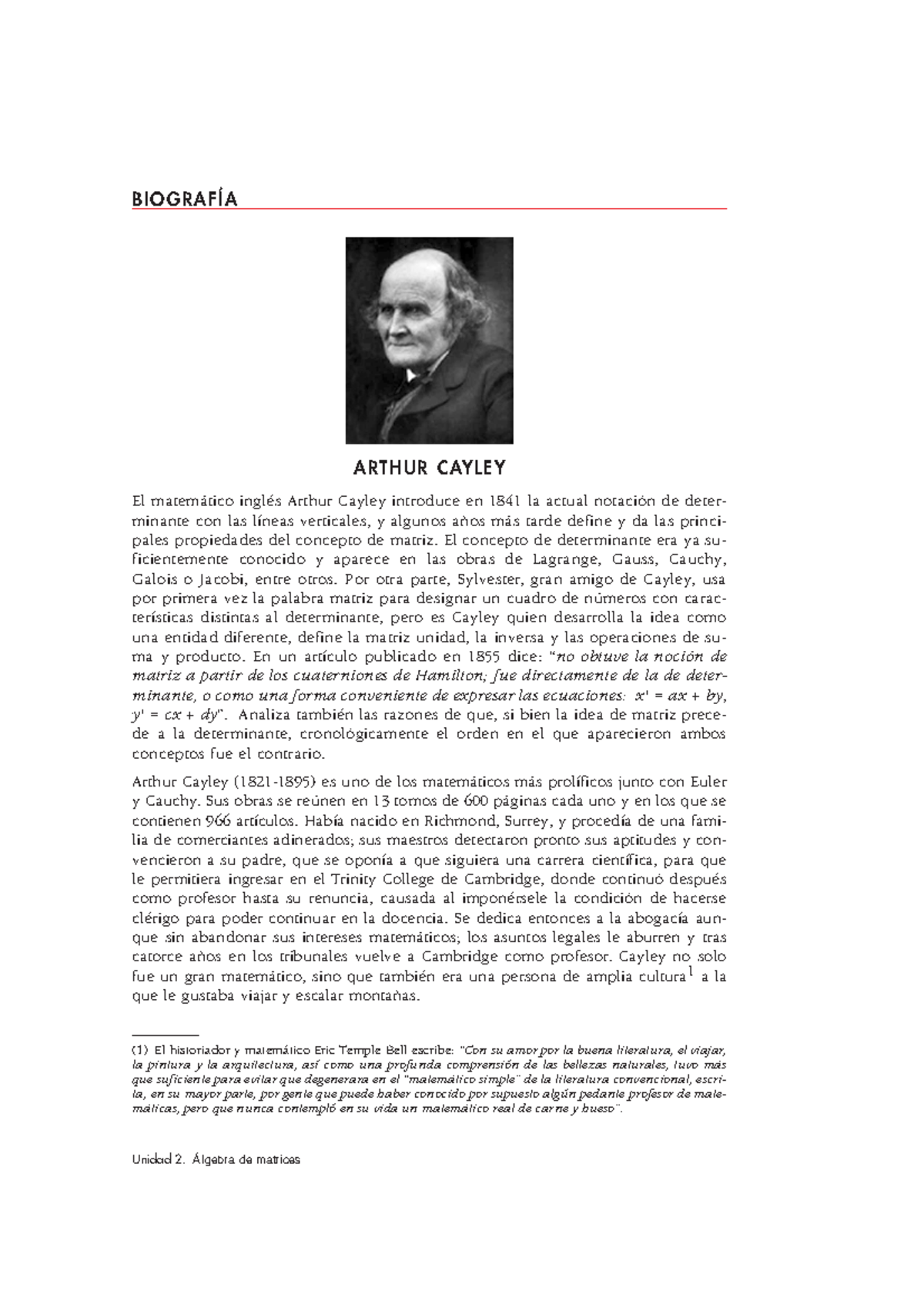 Biografía Cayley - Apuntes Clase - El matemático inglés Arthur Cayley ...