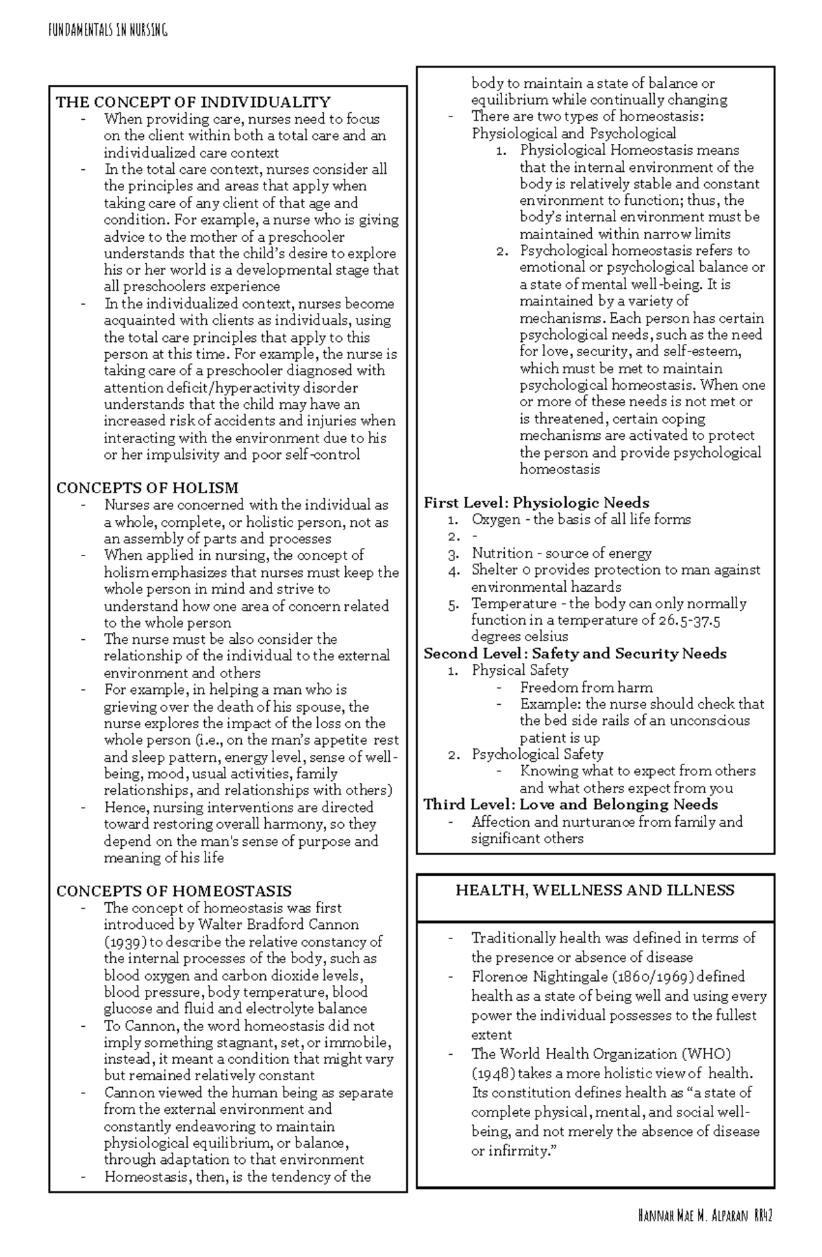 Fundamentals- Review - THE CONCEPT OF INDIVIDUALITY When providing care ...