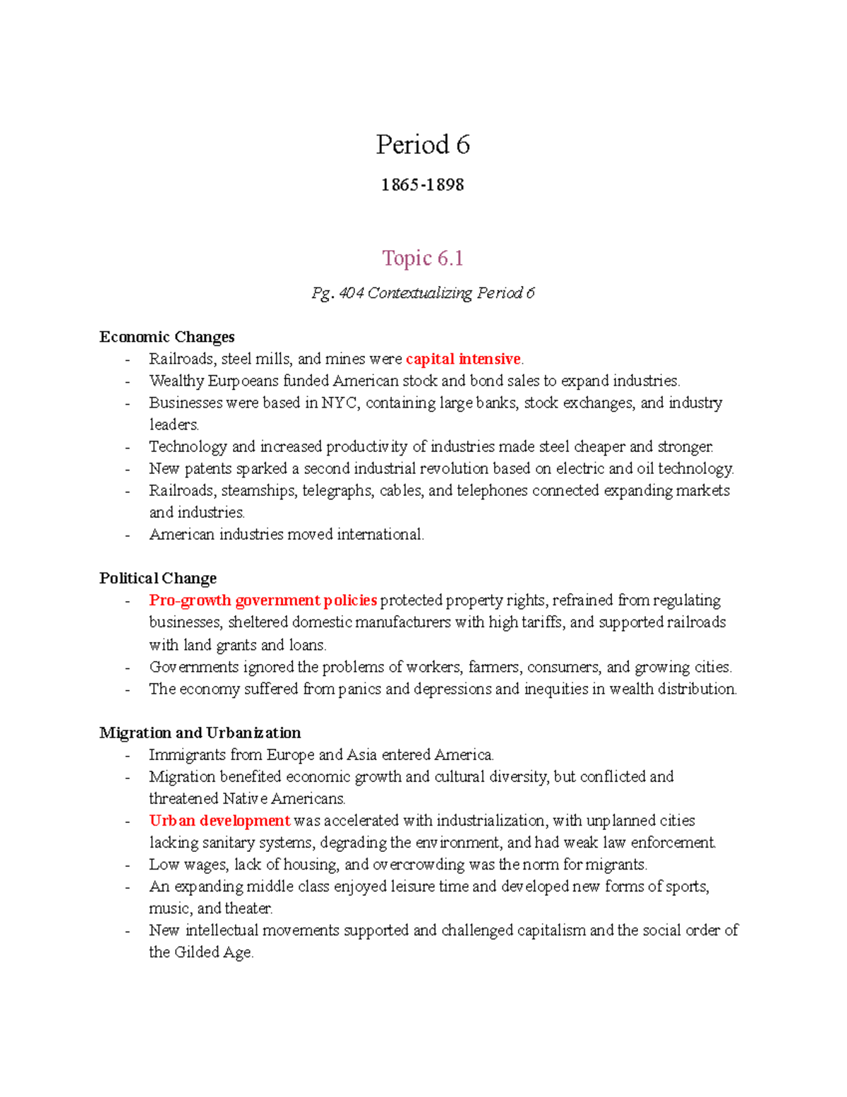 Period 6 Apush Notes - Period 6 1865- Topic 6. Pg. 404 Contextualizing ...