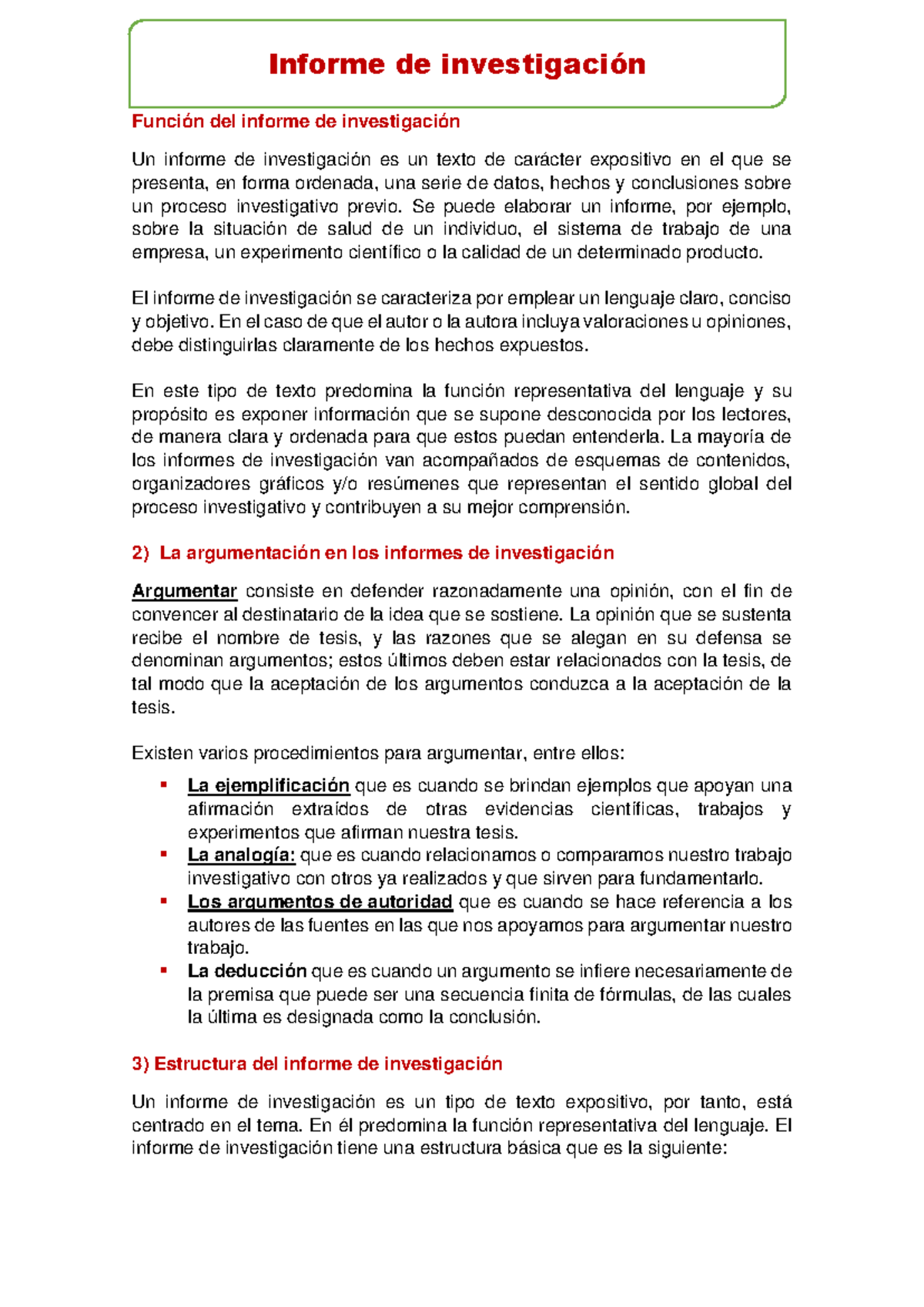 Informe de investigación - Se puede elaborar un informe, por ejemplo ...