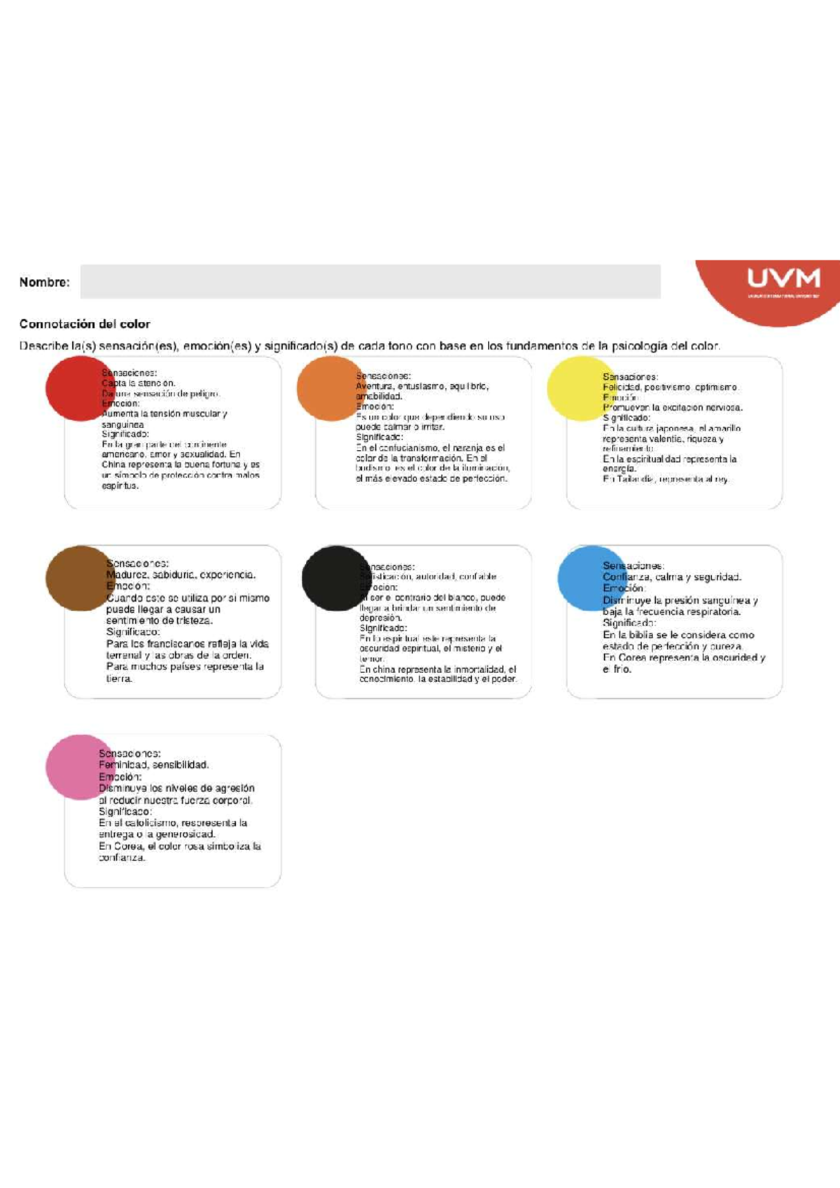 connotaciones de color - Teoria y manejo del color - Studocu