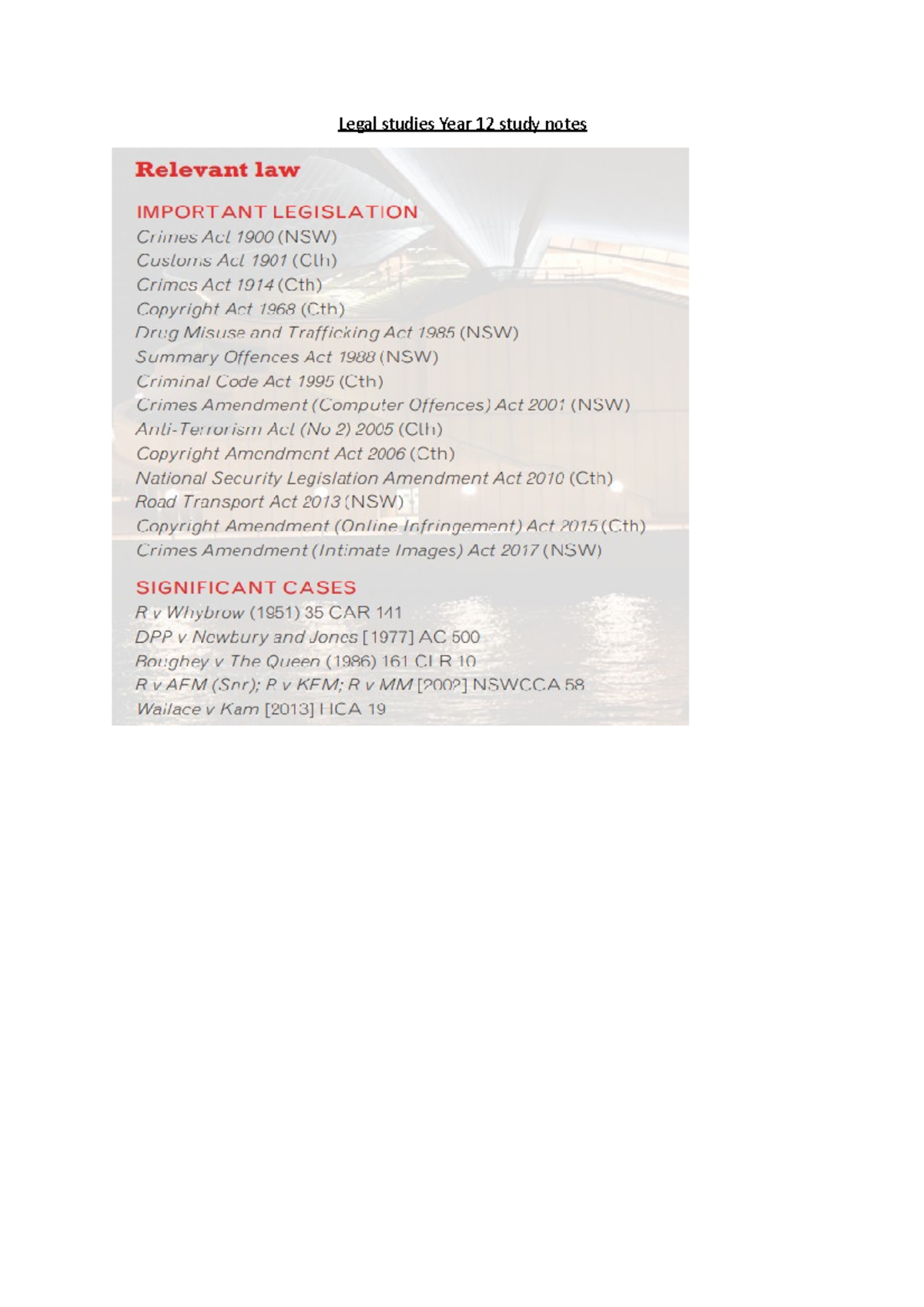 Legal studies Year 12 study notes - Legal studies Year 12 study notes ...