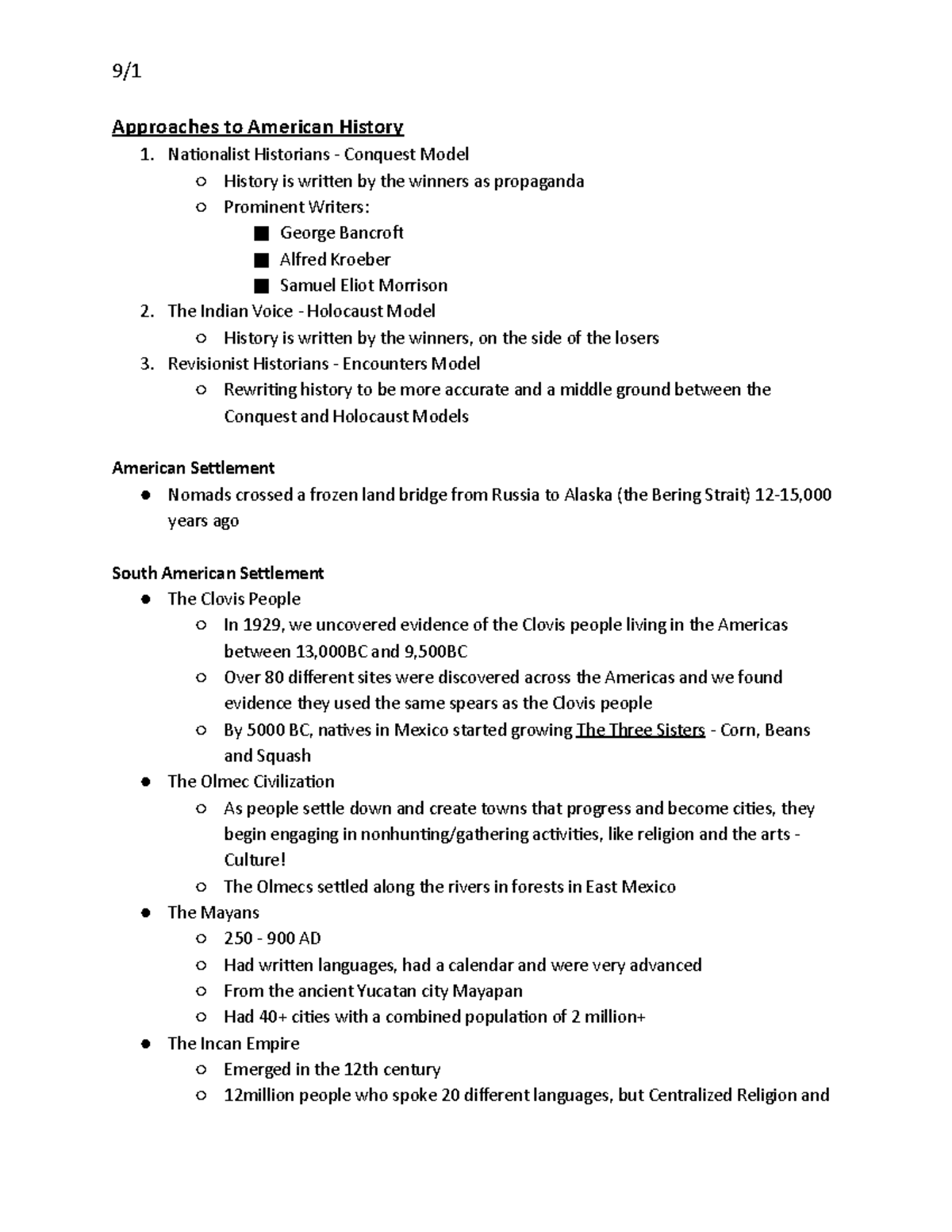 Lecture #1 - Approaches to History + South American Settlements - 9 ...