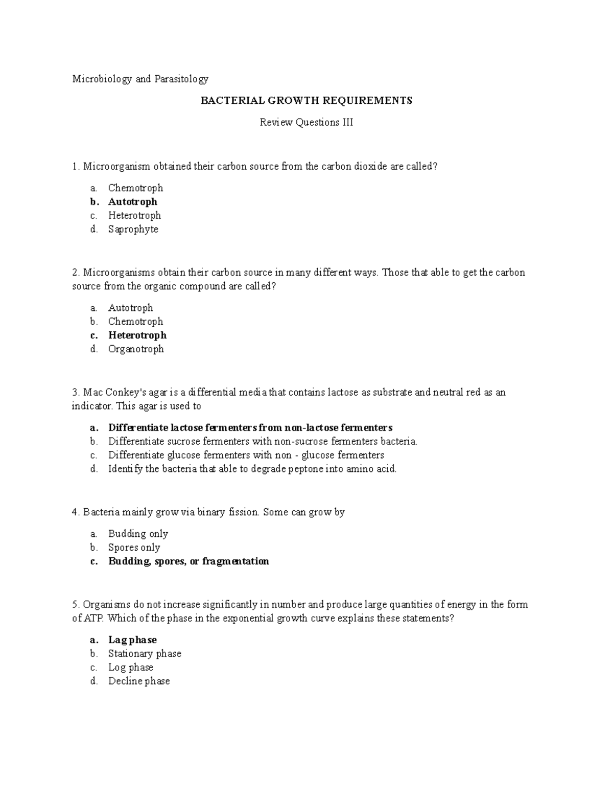 Bacterial Growth Requirement Part 3 - Microbiology and Parasitology ...