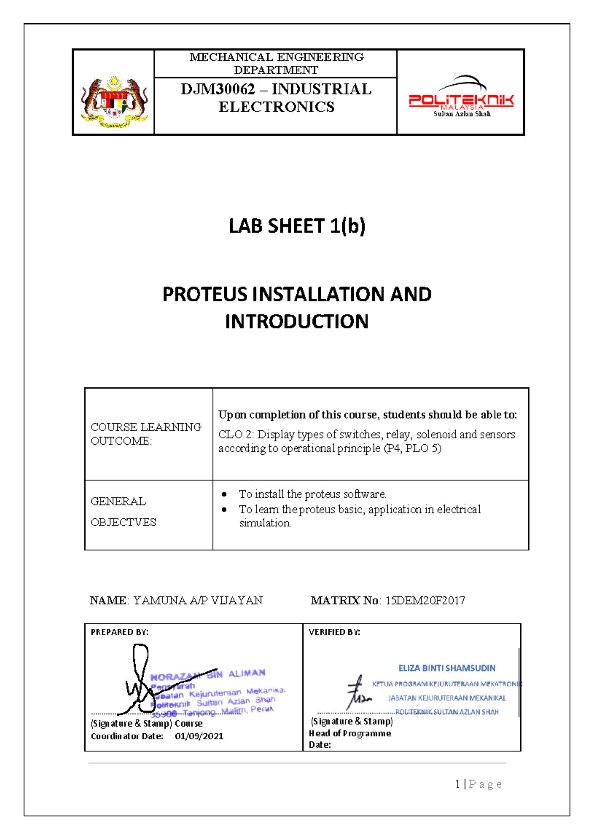 Labsheet 1b- Proteus ( Yamuna) - DEPARTMENT DJM30062 – INDUSTRIAL ...
