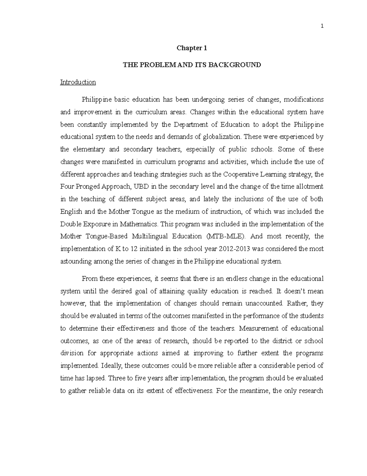 397397912-The-Educators-Perpective-of-the-K-to-12-Curriculum - Chapter 1 THE PROBLEM AND ITS ...