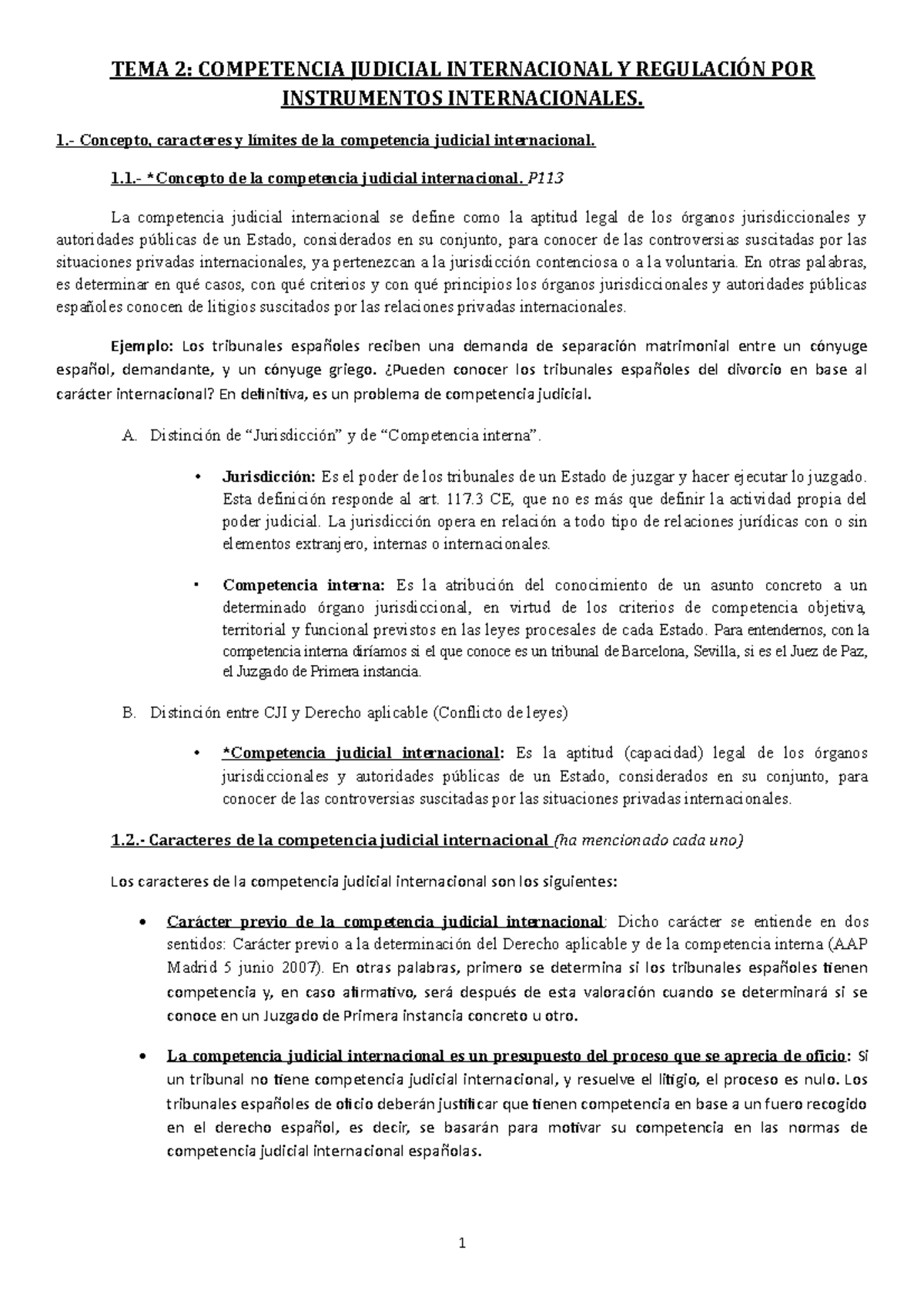 Tema 2 Competencia judicial internacional - TEMA 2: COMPETENCIA ...