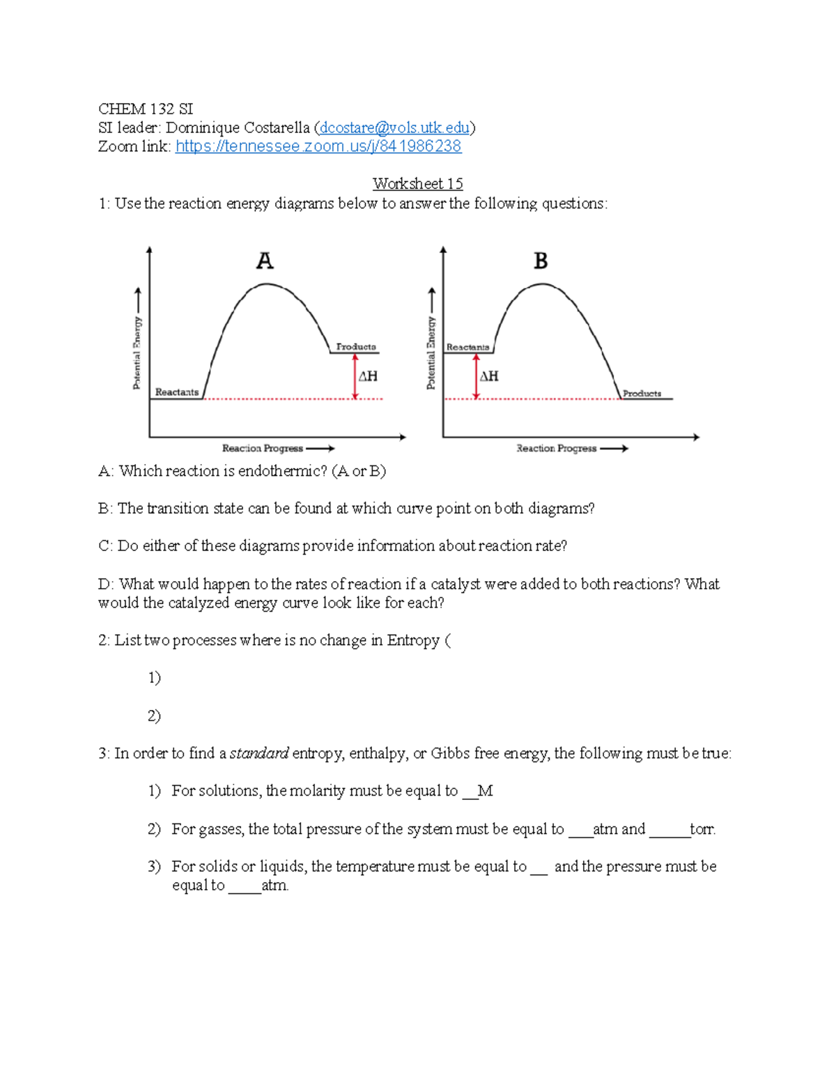 CHEM 130 SI SP'21- Worksheet 16 - CHEM 132 SI SI leader: Dominique ...