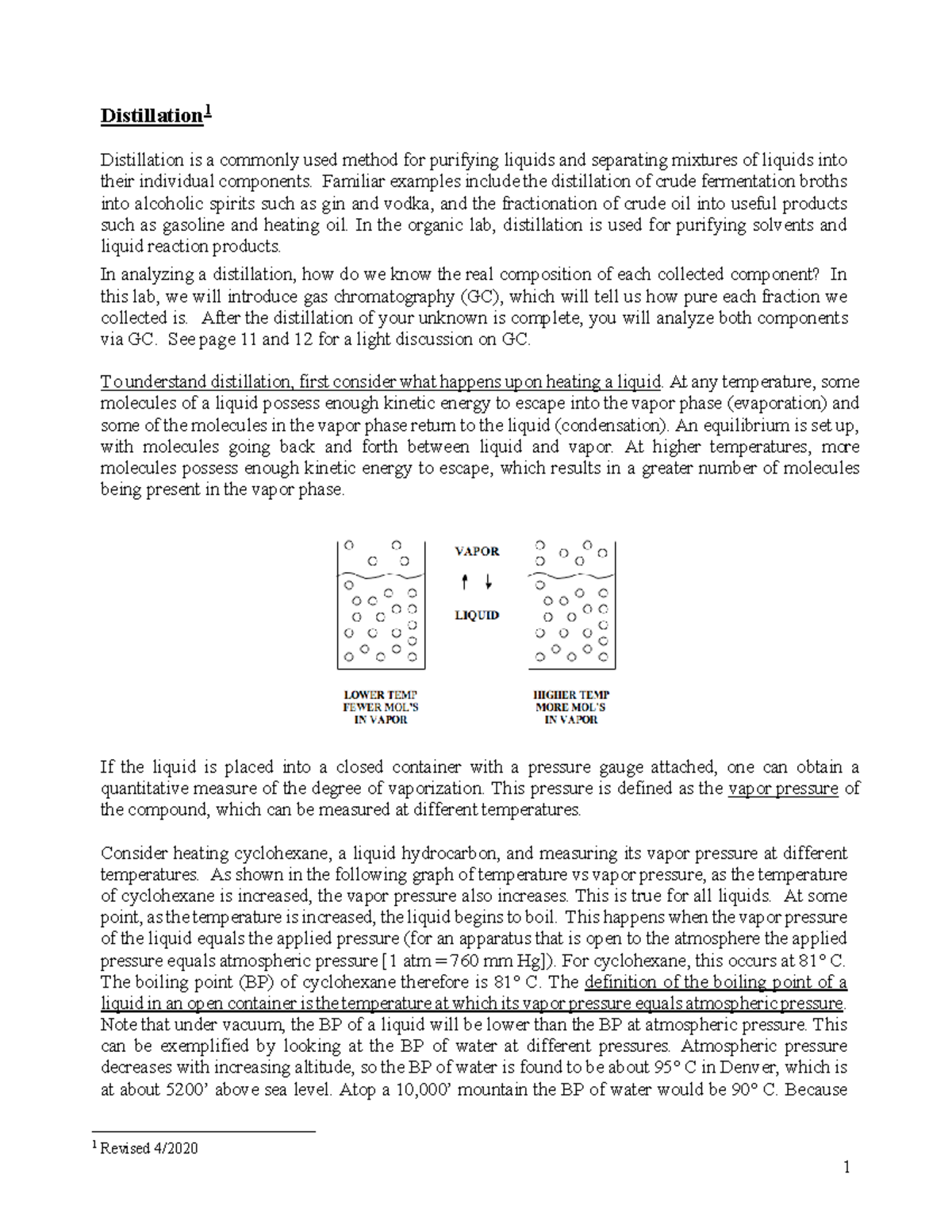 Distillation - lab report - Distillation 1 Distillation is a commonly ...