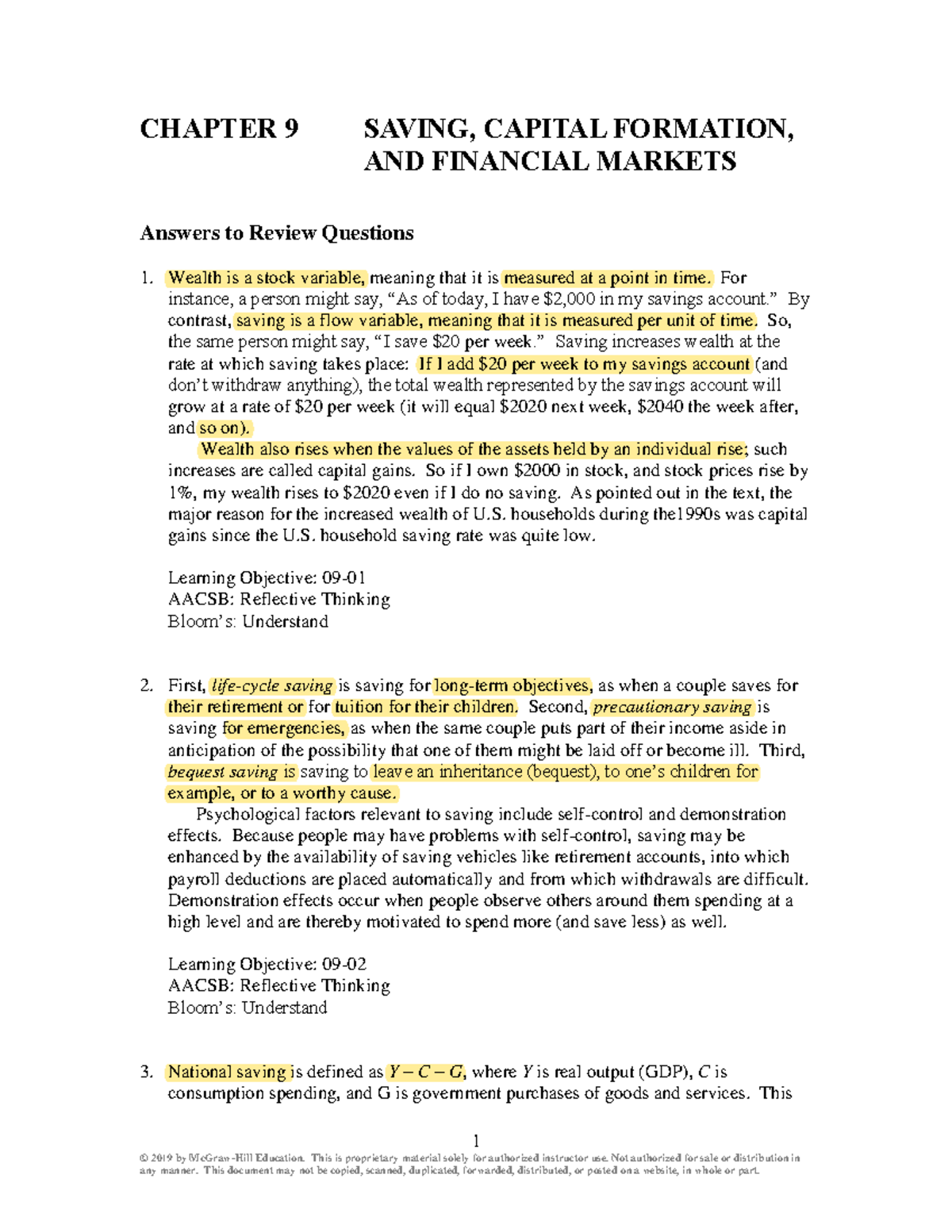 Chapter 9 SAVING, CAPITAL FORMATION, AND FINANCIAL MARKETS - 1 © 2019 ...