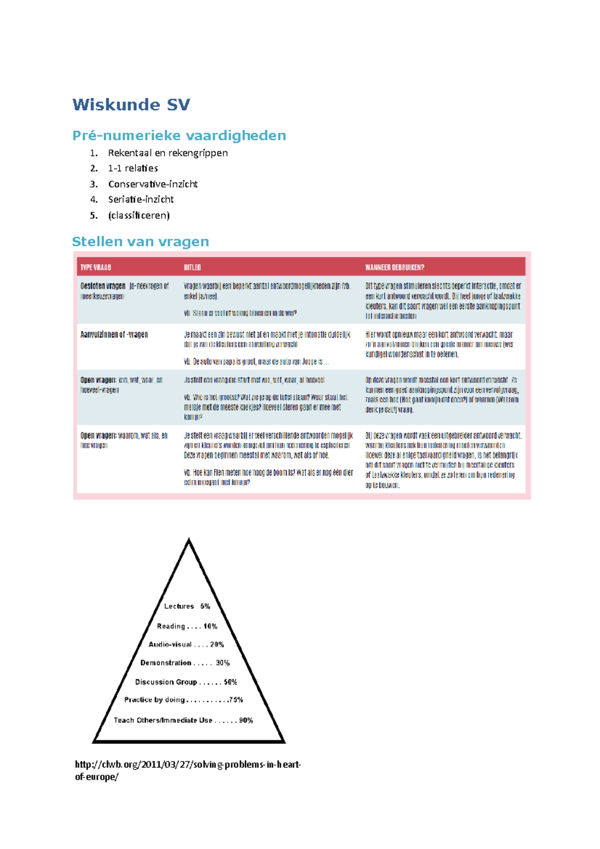 Wiskunde SV rekentaal en rekenbegrippen - Wiskunde SV Pré-numerieke ...