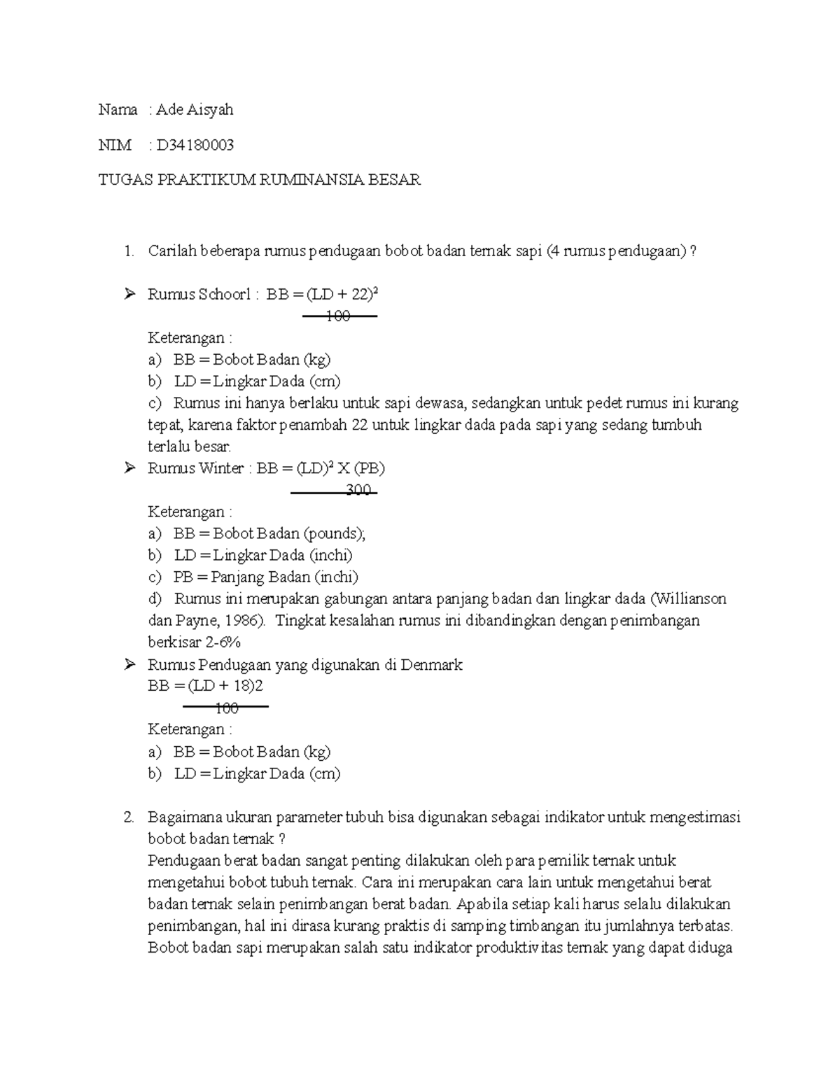 D34180003 Ade Aisyah - RUMINANSIA BESAR - Nama : Ade Aisyah NIM : D TUGAS PRAKTIKUM RUMINANSIA ...