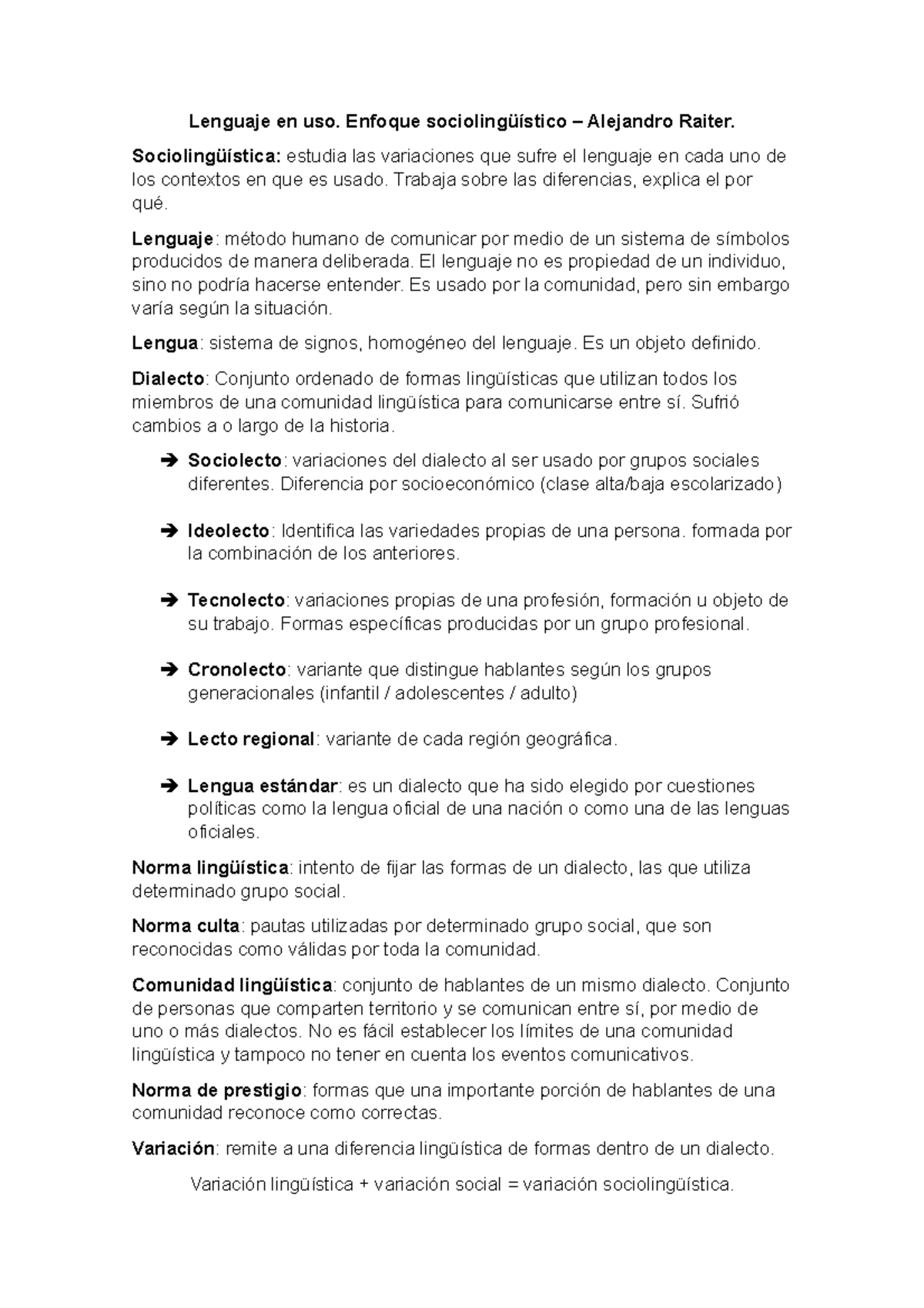 Sociolinguistica - Raiter - Lenguaje en uso. Enfoque Alejandro estudia ...