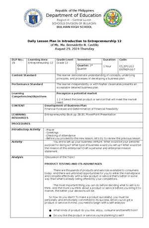Union amp intersection events lesson plan - Pamosaingan National High ...